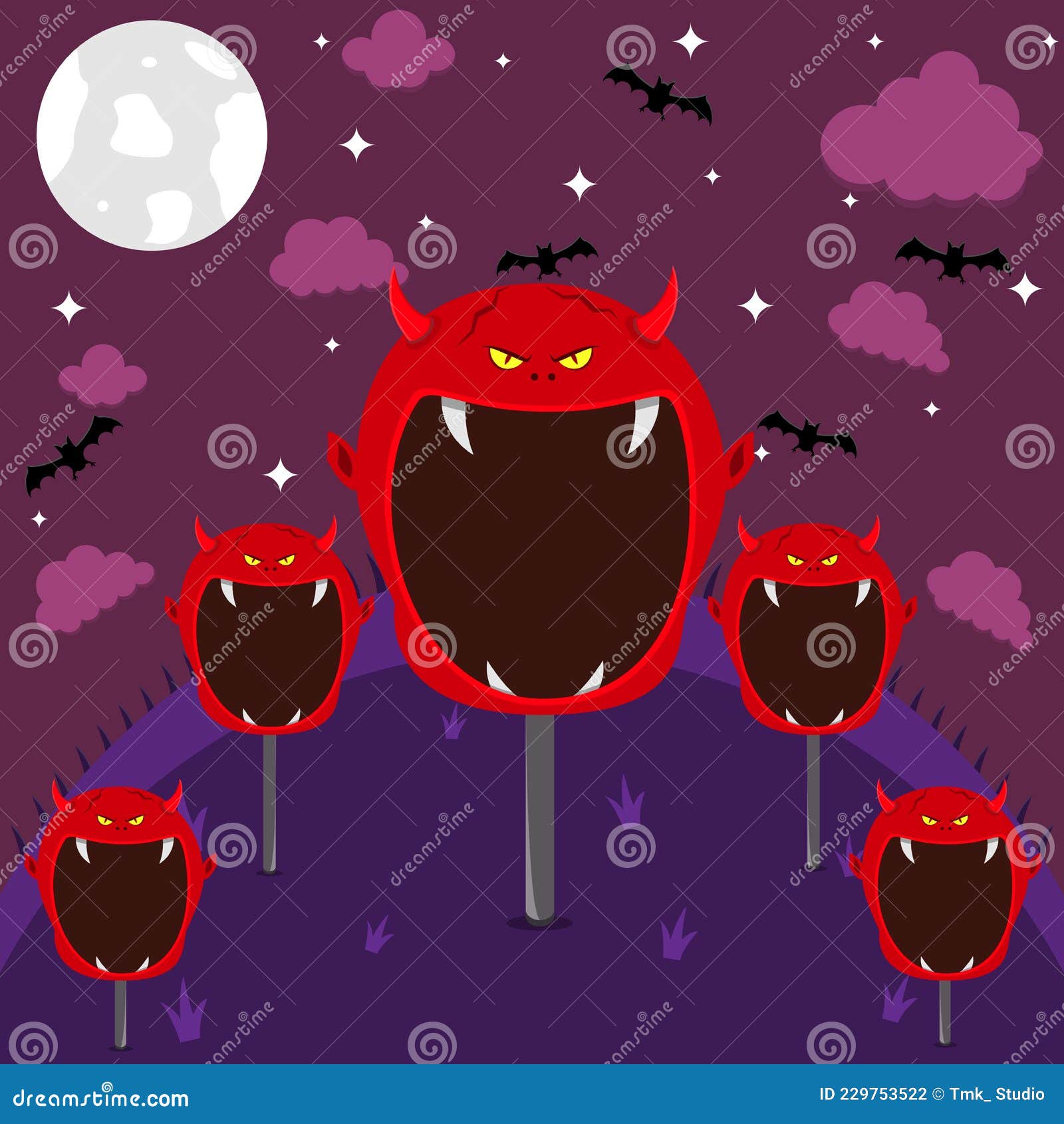 Devil Character in Field and on Night. Vector and Illustration Stock ...