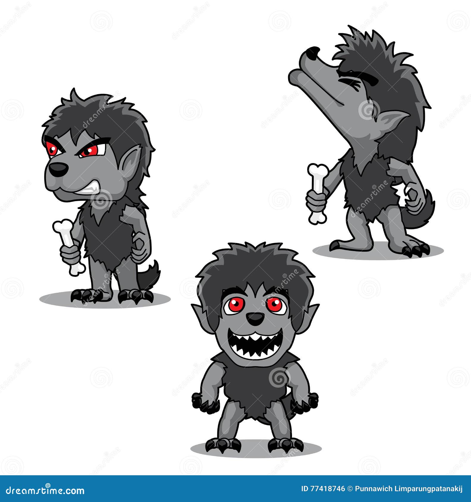 Cute Werewolf - Cartoon Character - Vector Illustration Stock ...