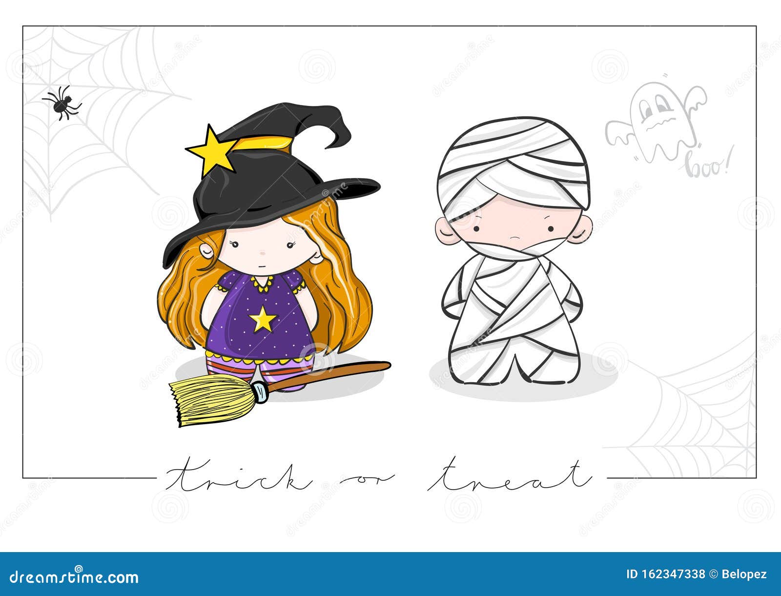 Halloween Characters - Cute Witch and Mummy Stock Vector - Illustration ...