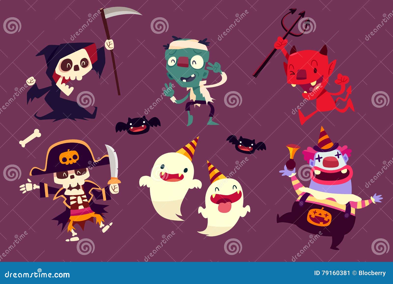 Halloween Characters Doing Funny Dance in Party Stock Vector ...