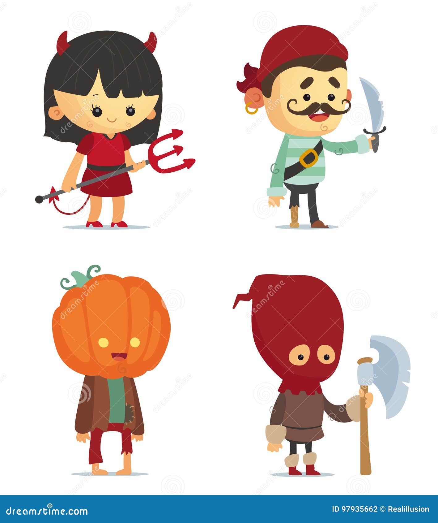 Halloween Characters Vector Set. Halloween Horror Scary Character Like ...