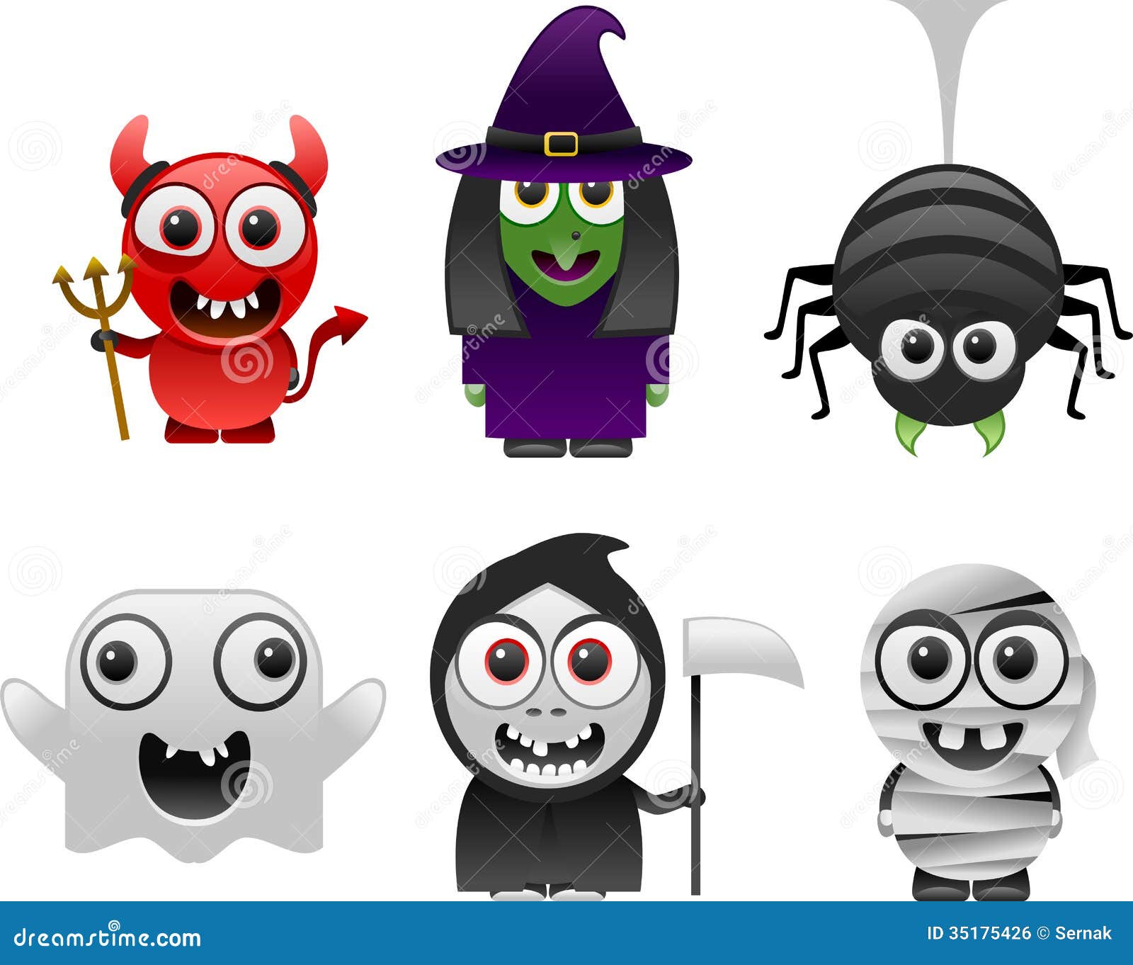 Halloween Characters Vector Set. Halloween Horror Scary Character Like ...