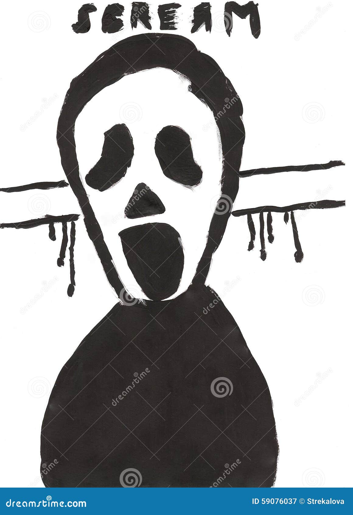 Halloween Child Drawing - Scream Stock Illustration - Illustration of ...