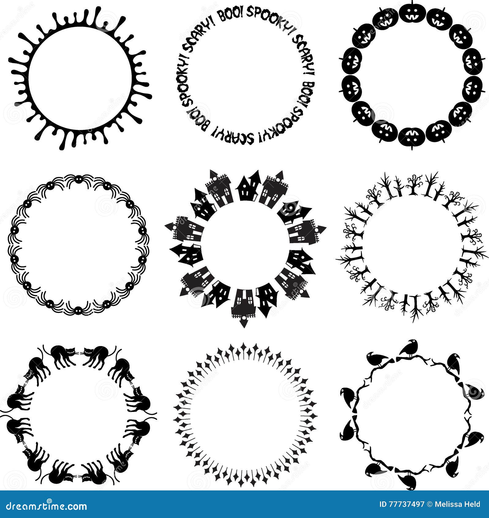 Halloween Circle Frames stock illustration. Illustration of haunted ...