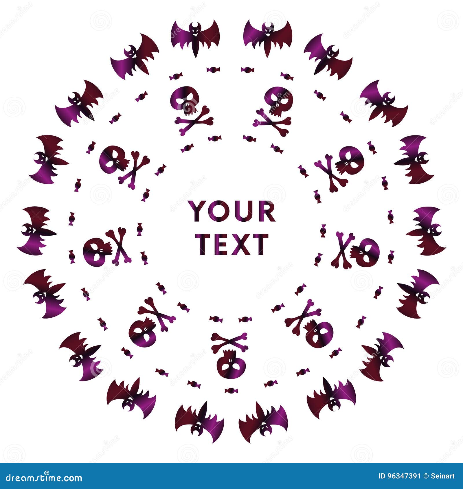 Halloween Circle Ornament with Skulls and Bats. Stock Vector ...