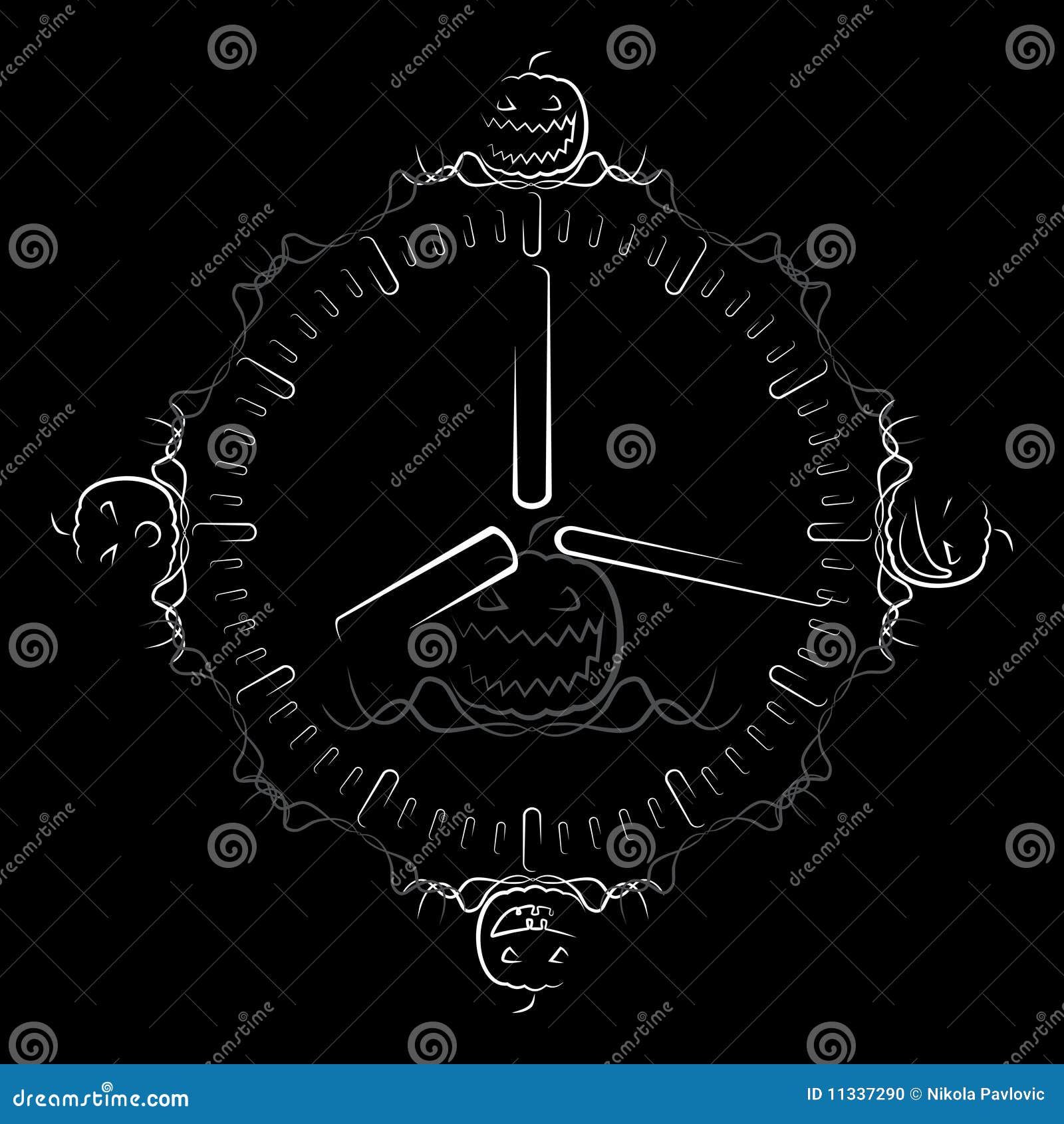 Halloween clock stock vector. Illustration of time, square - 11337290