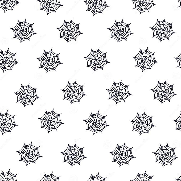 Halloween Cobweb Seamless Pattern Stock Vector - Illustration of ...