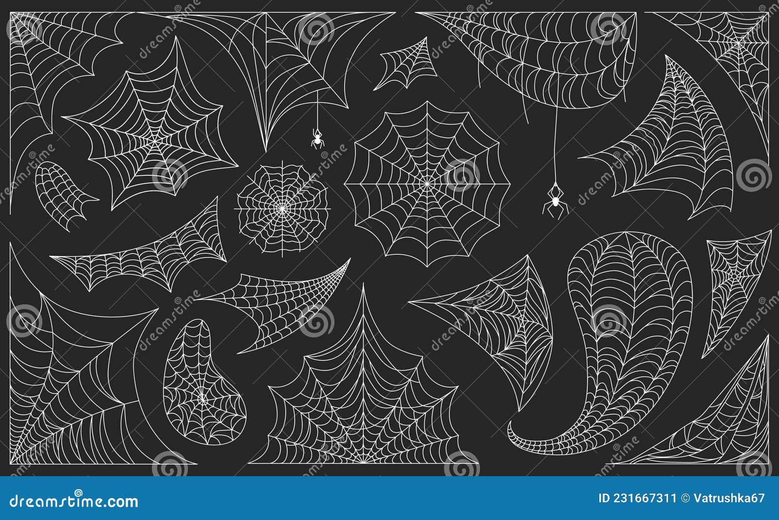 Halloween Cobwebs with Spiders, Black Spiderweb Frames and Borders ...