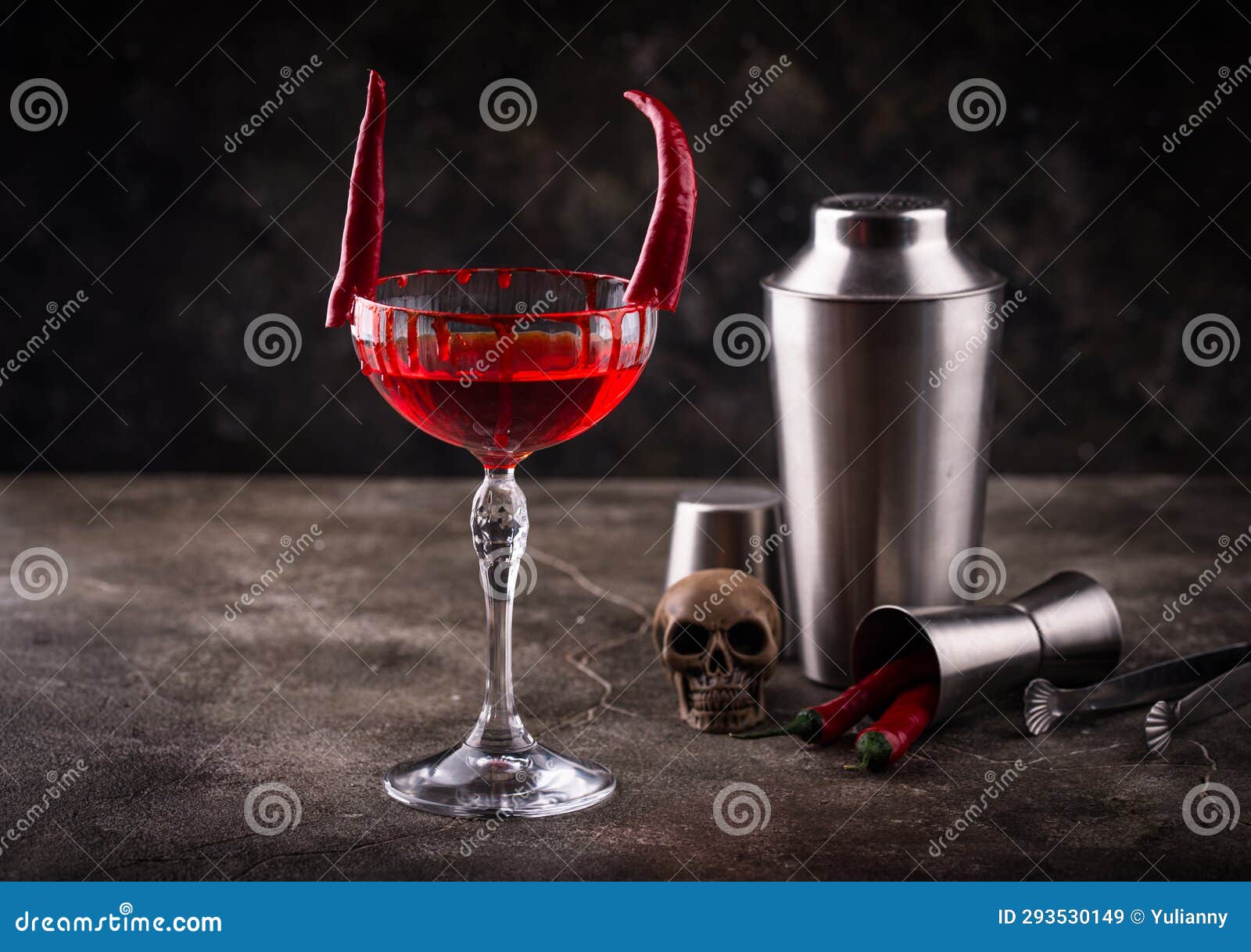 Halloween Cocktail Red Devil Martini Stock Image - Image of chilli ...