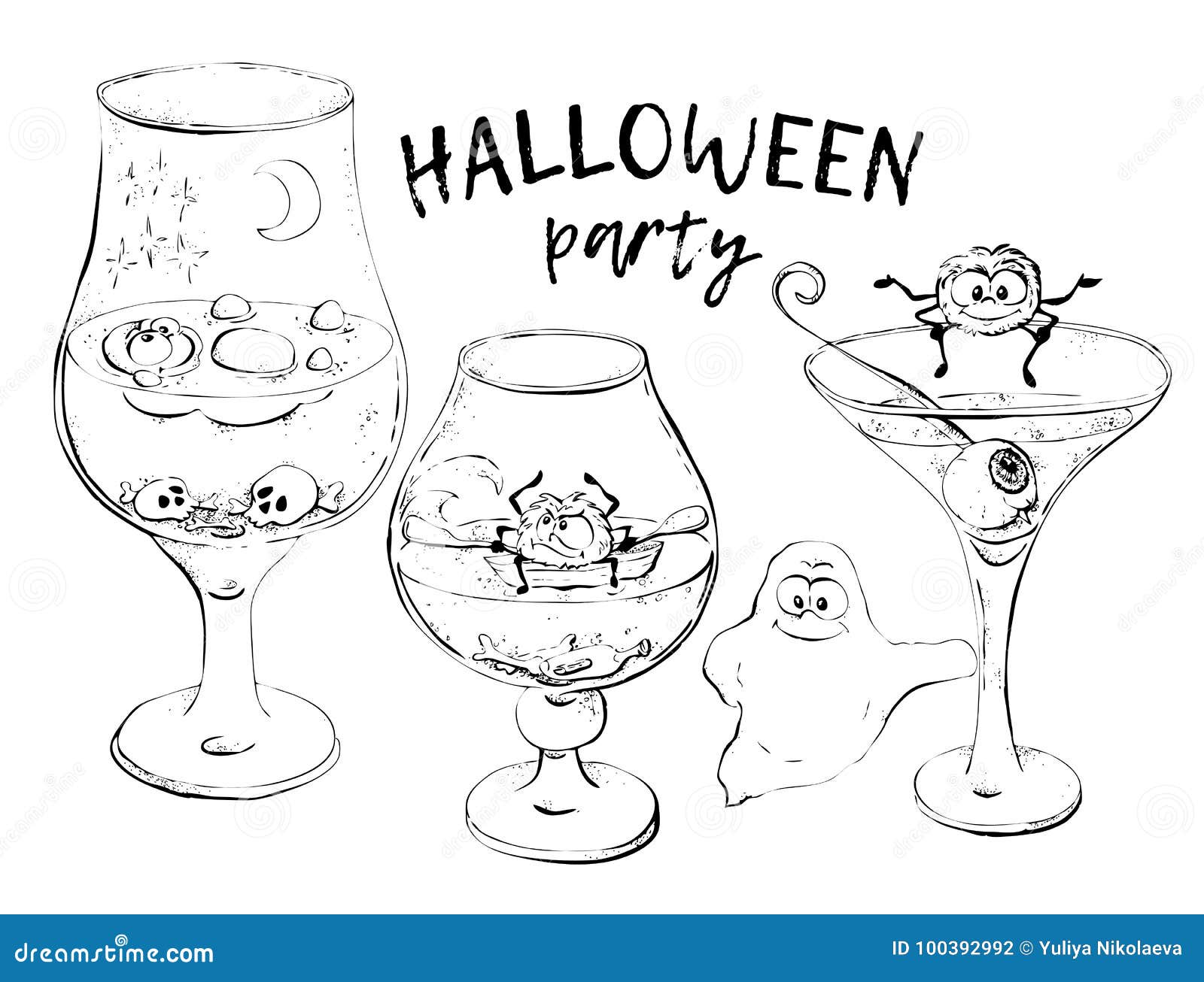 Halloween Cocktails Vector Illustration Hand Draw Stock Vector ...