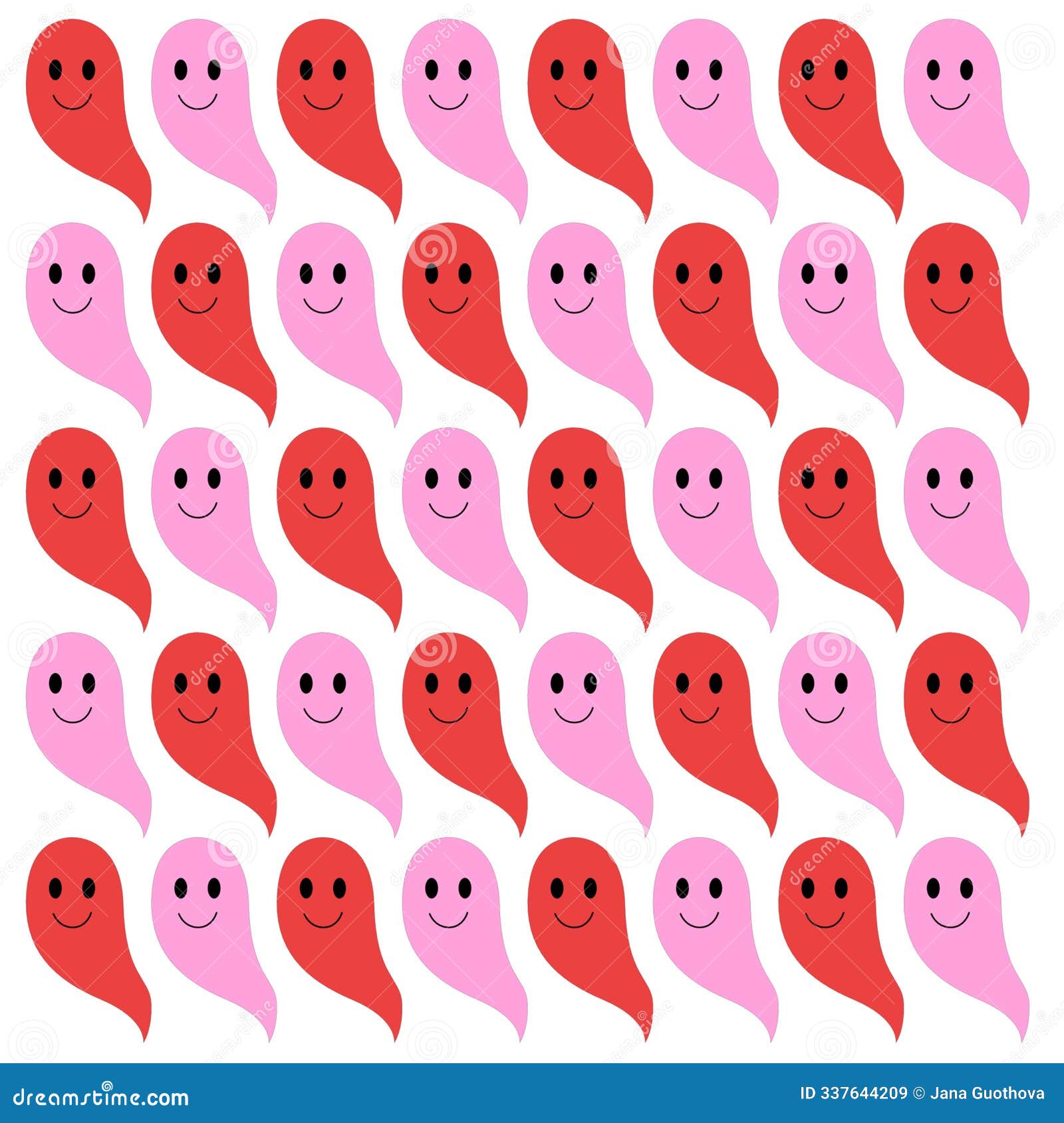 Halloween Colorful Red Pink Ghosts Design Pattern Stock Vector ...