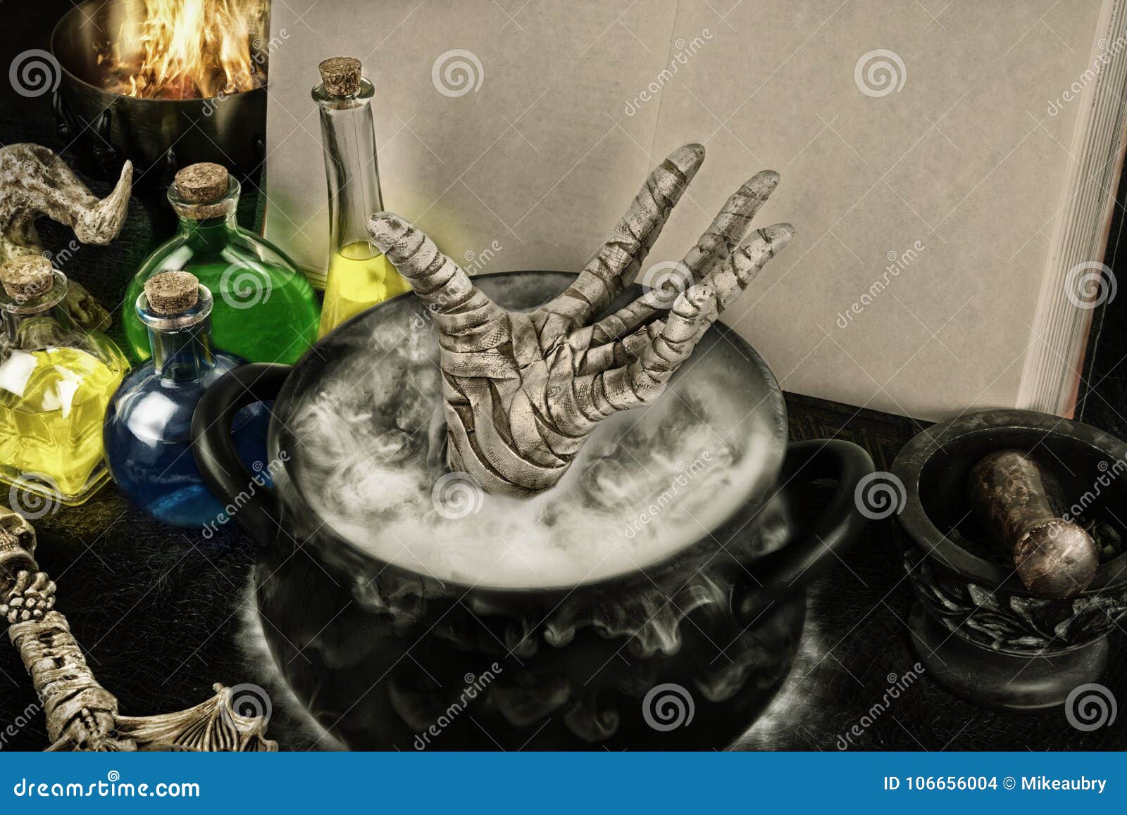 Halloween Composition of Boiling Cauldron. Stock Photo - Image of funny ...