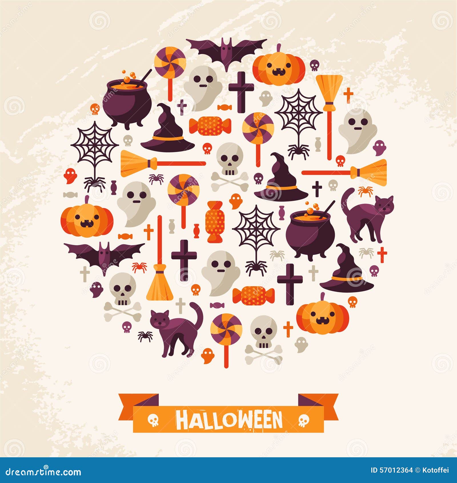 Halloween Concept. Flat Icons Arrange in the Stock Vector ... Halloween Concept. Flat Icons Arrange in the Stock Vector ...