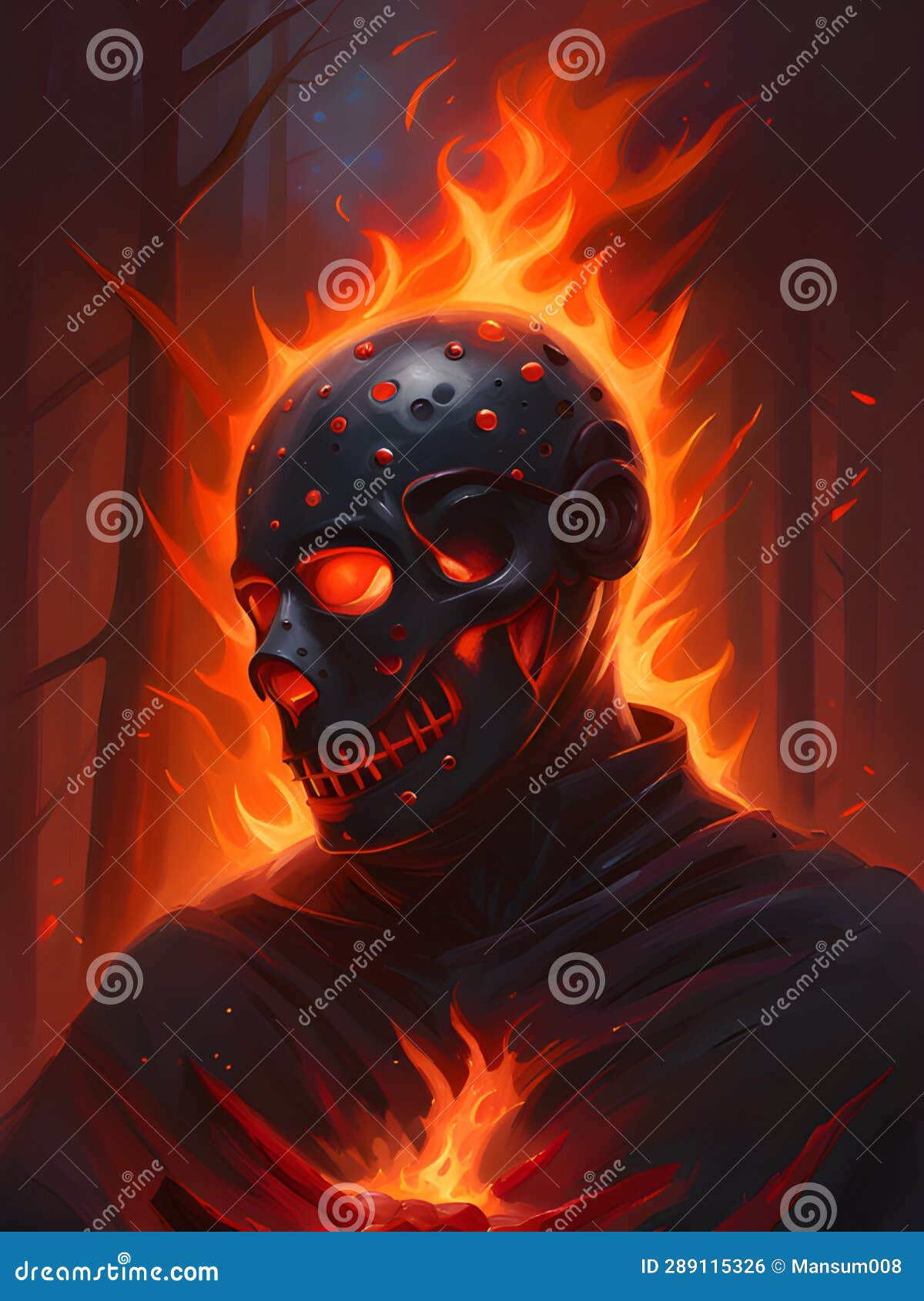 Halloween Concept With Scary Ghost In Dark Forest Ai Generated Stock