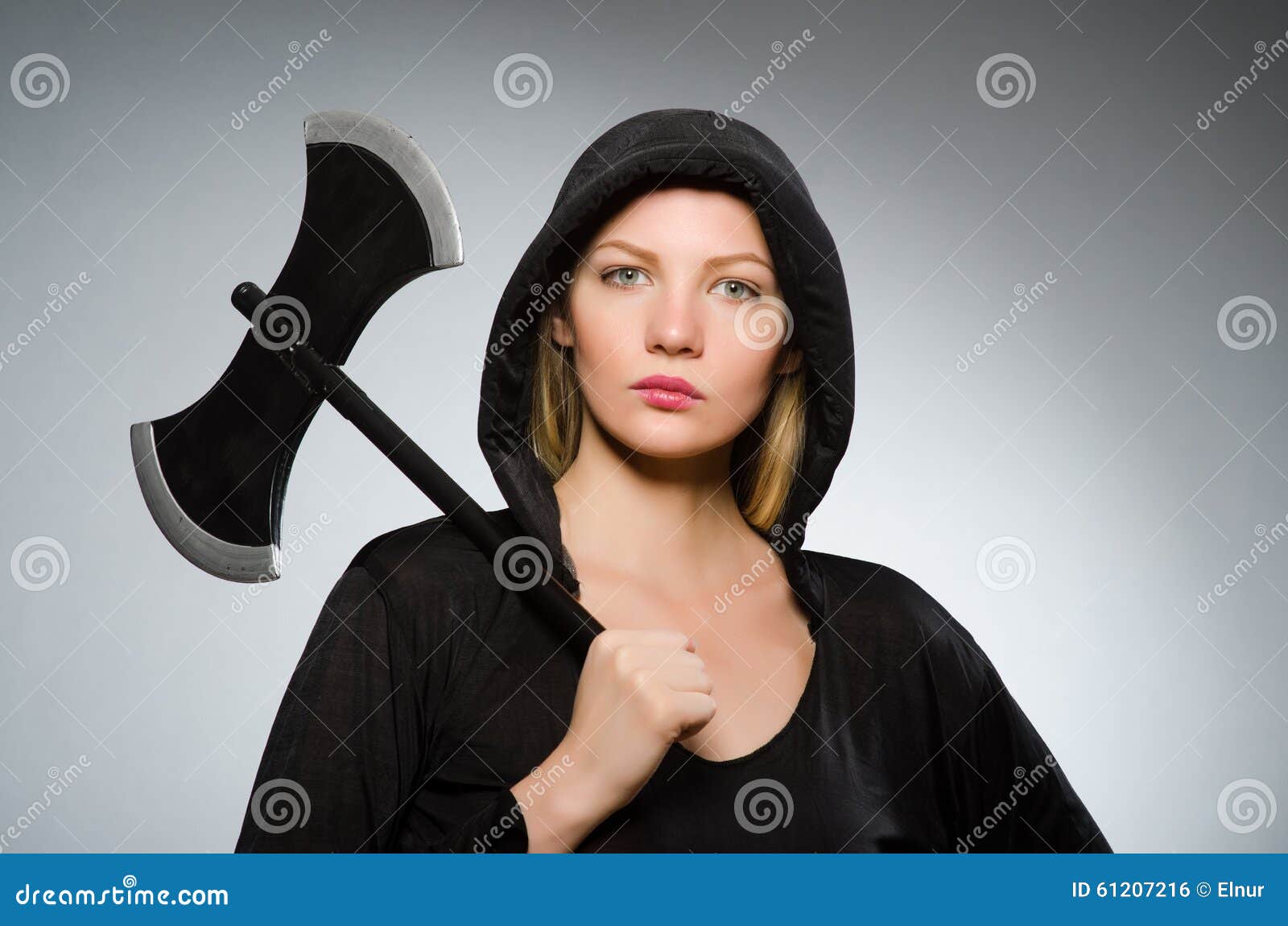 The Halloween Concept with Scary Woman Stock Photo - Image of blade ...