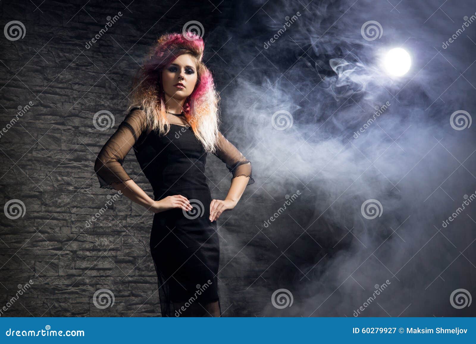 Halloween Concept: Young and Witch in the Moonlight Stock Image - Image ...