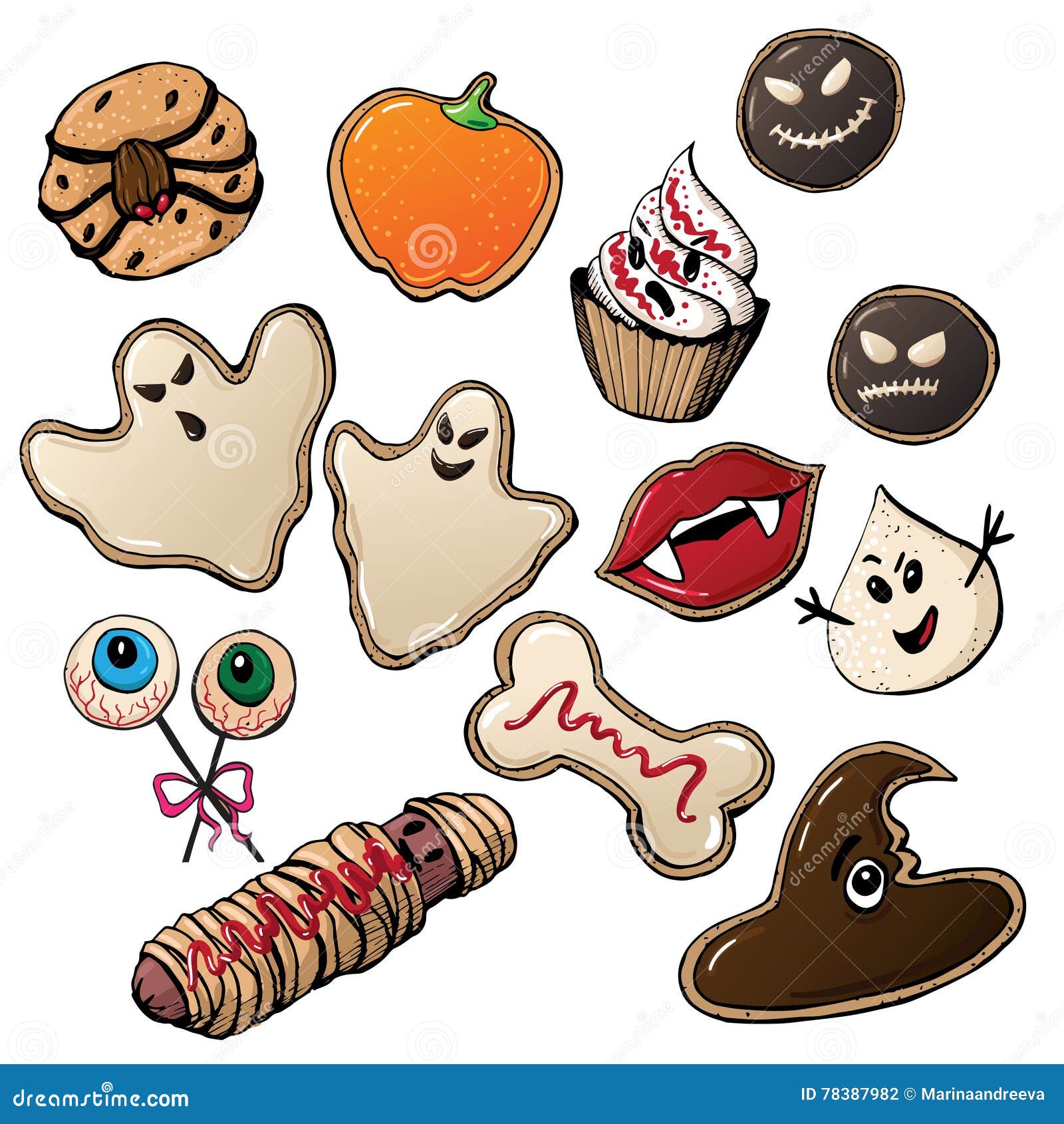 Halloween Cookies 2 stock vector. Illustration of ghost - 78387982