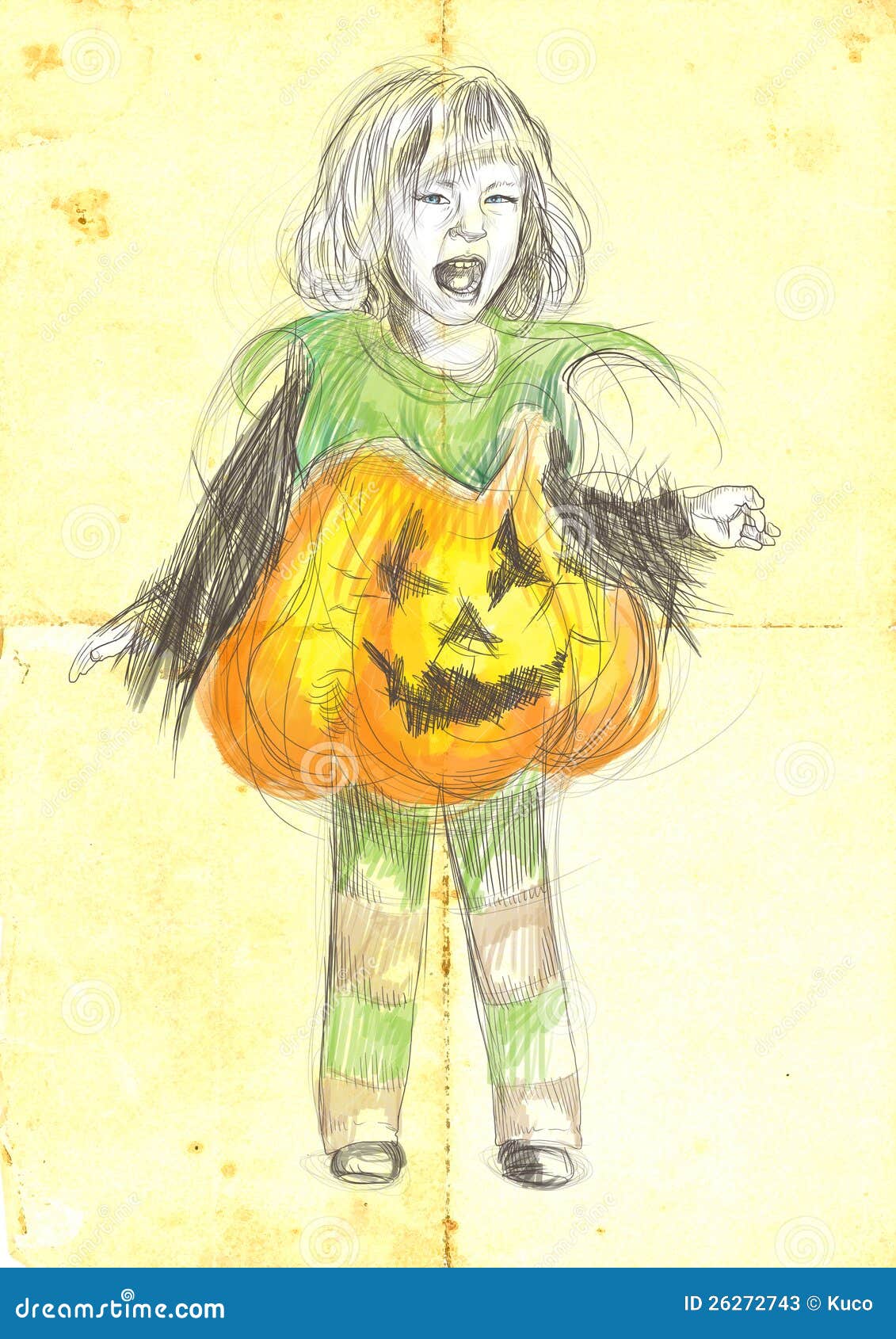 Halloween costume, pumpkin stock illustration. Illustration of sketch ...