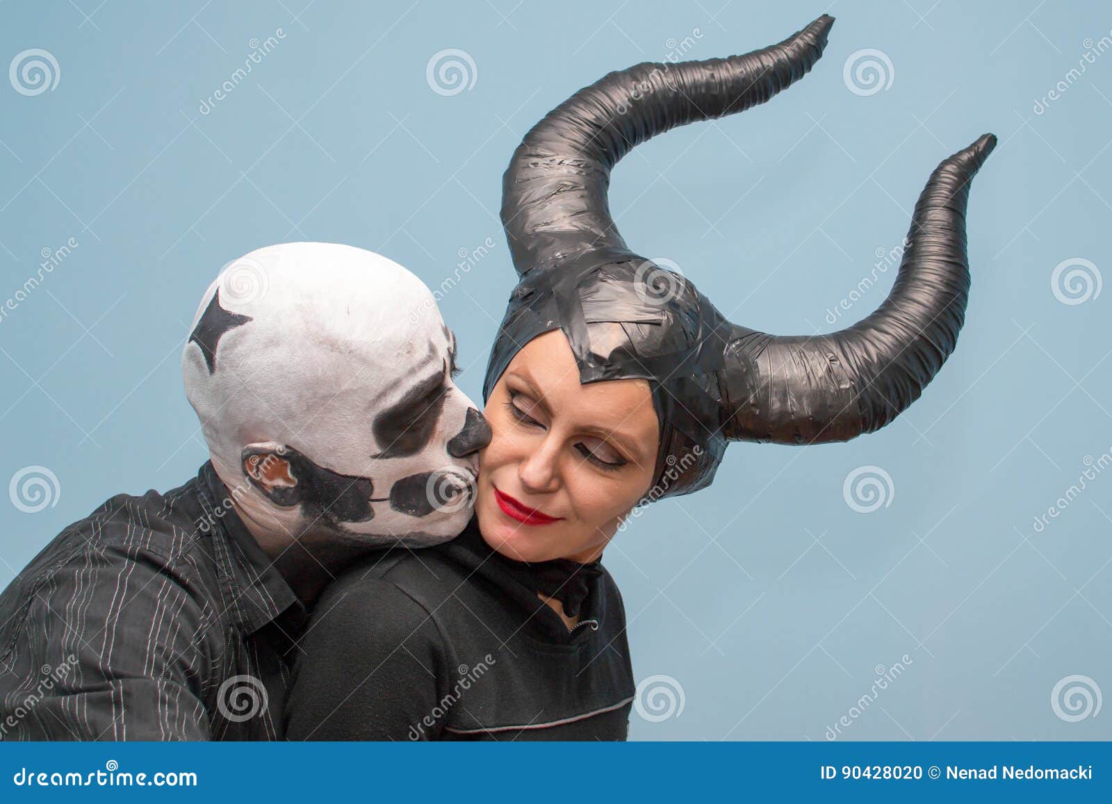 Halloween Couple in Traditional Costumes and Makeup Stock Photo - Image ...