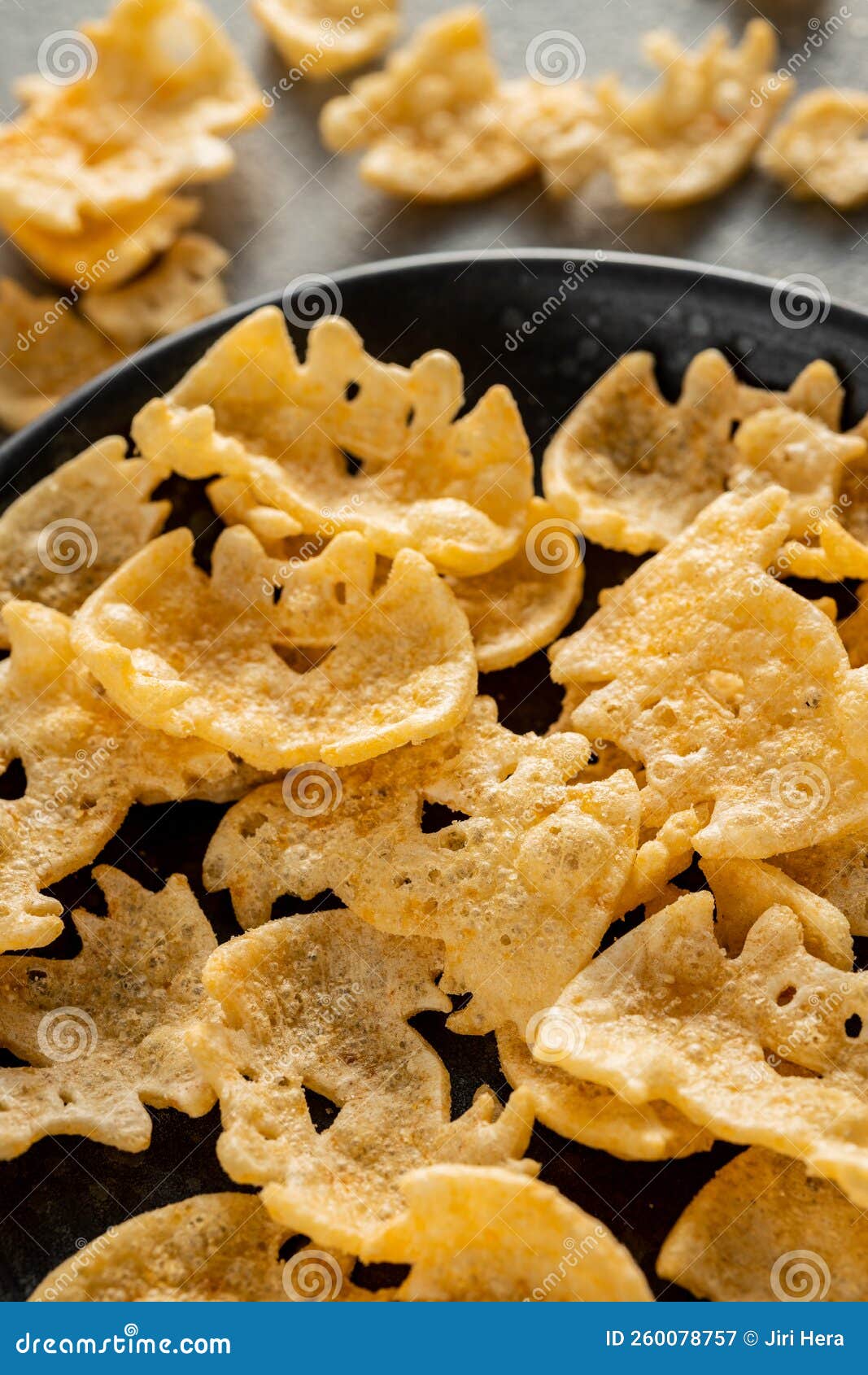 Halloween Crispy Bat Shaped Chips on Plate Stock Image - Image of ...