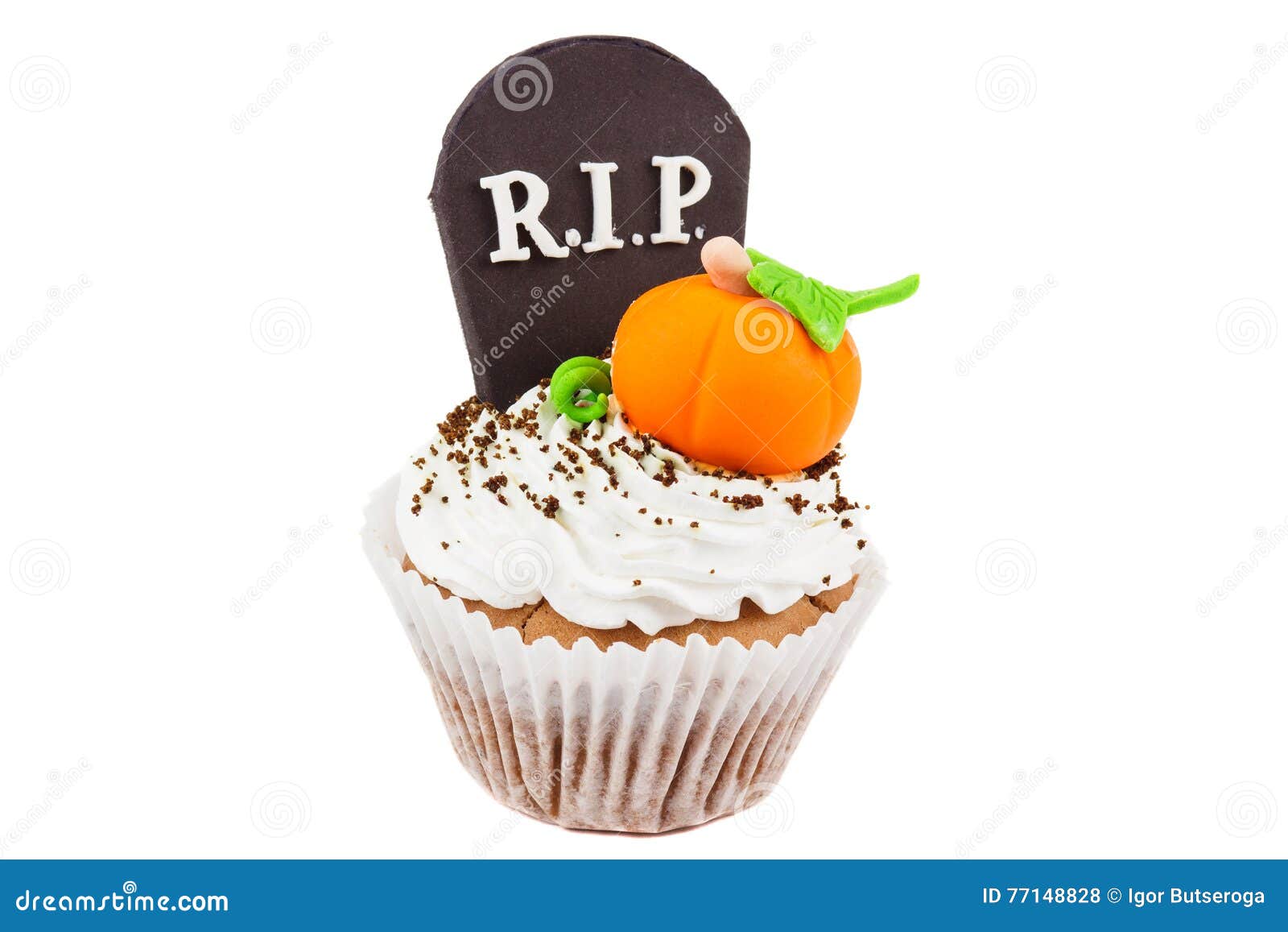 Halloween Cupcake with Colored Decorations RIP Stock Photo - Image of ...
