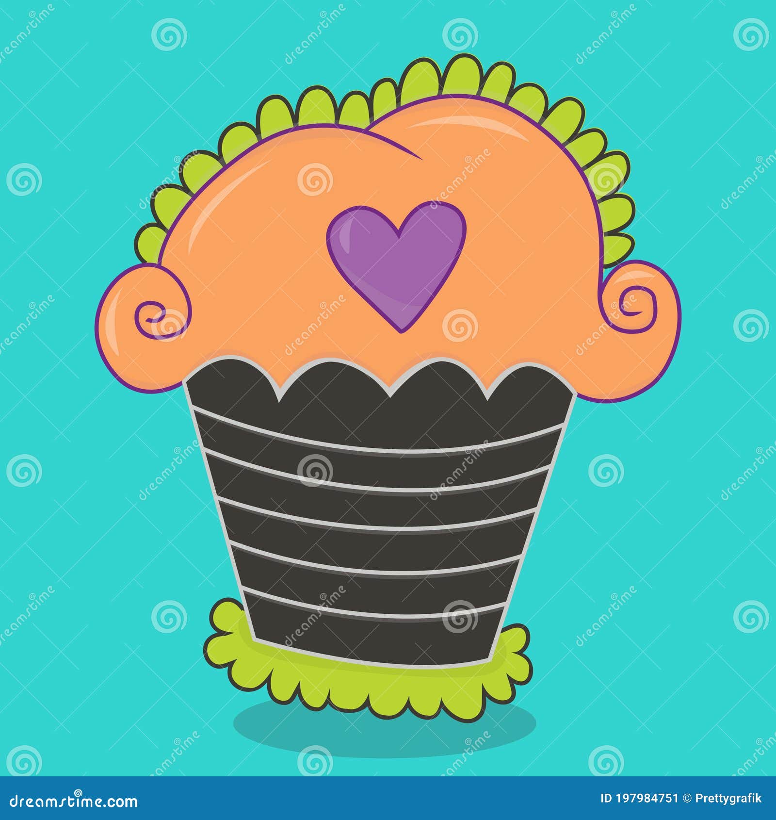 Cupcakes Ruffles Green 07 Cartoon Vector | CartoonDealer.com #197983171