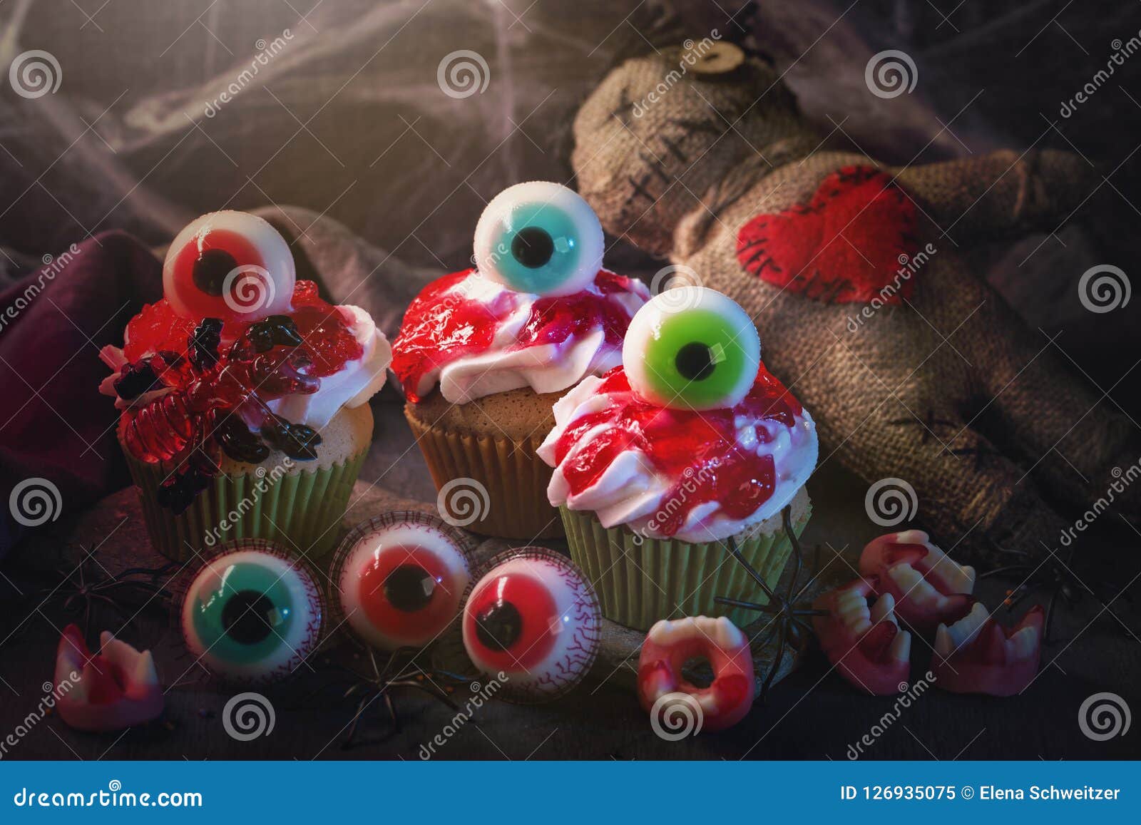 Halloween Cupcakes with Sweet Eyes Stock Image - Image of dessert ...