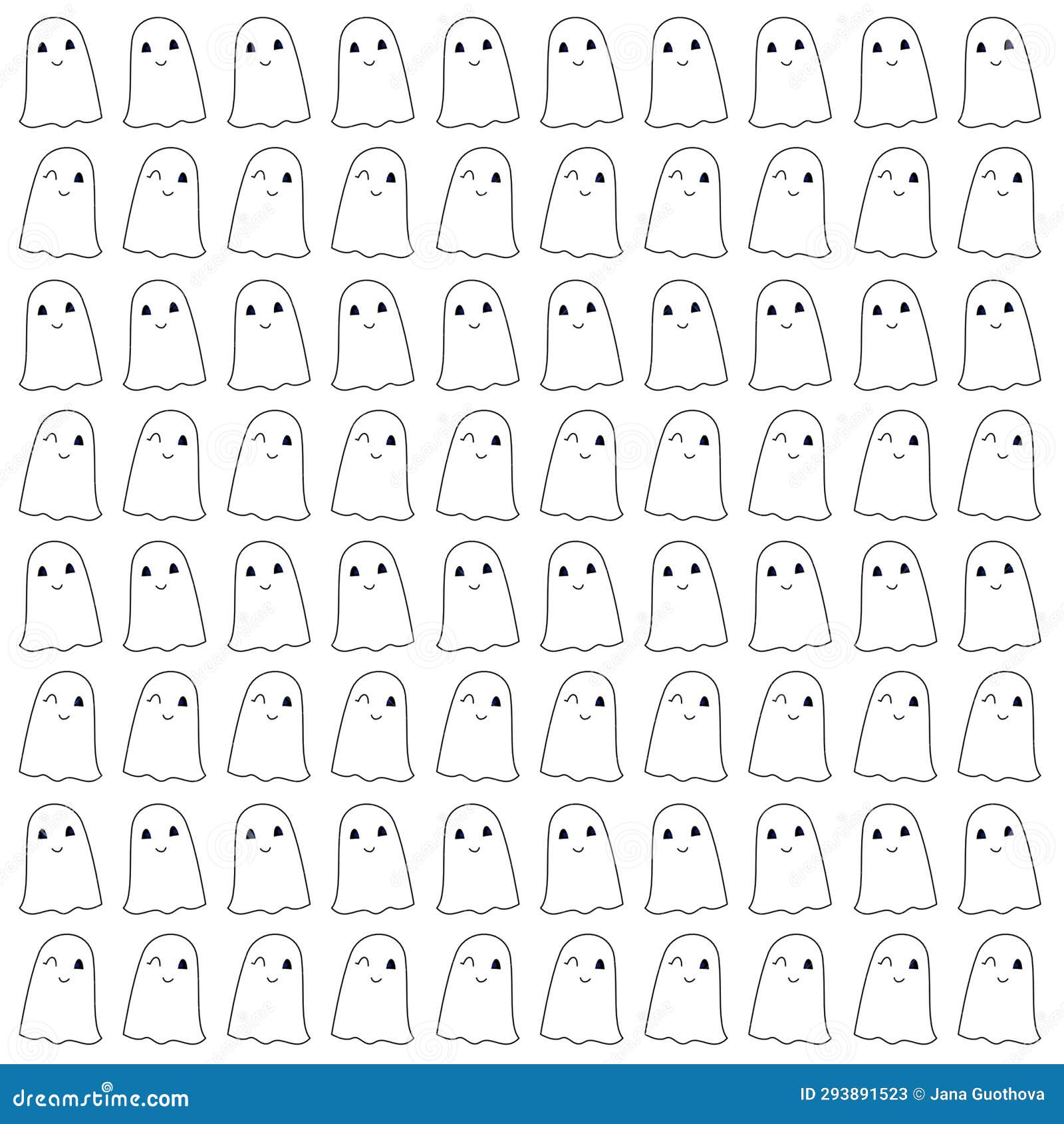 Halloween Cute Ghosts Pattern Texture Background Stock Illustration ...