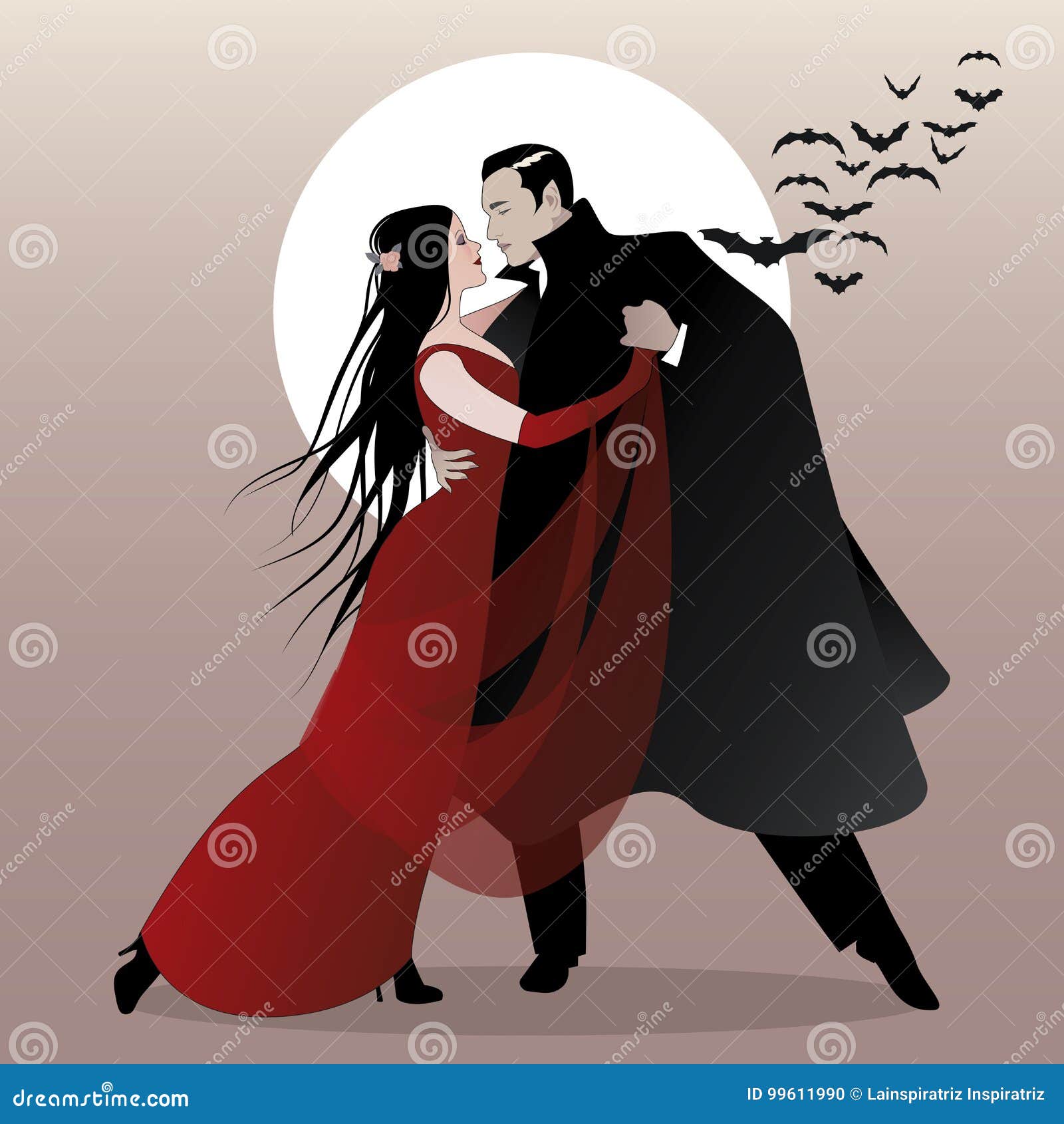 Halloween Dance Party. Romantic Vampire Couple Dancing. Stock Vector ...