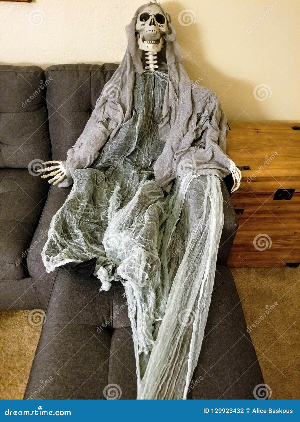 Halloween Decor Ghoul Skeleton Stock Photo - Image of laughing, spooky ...