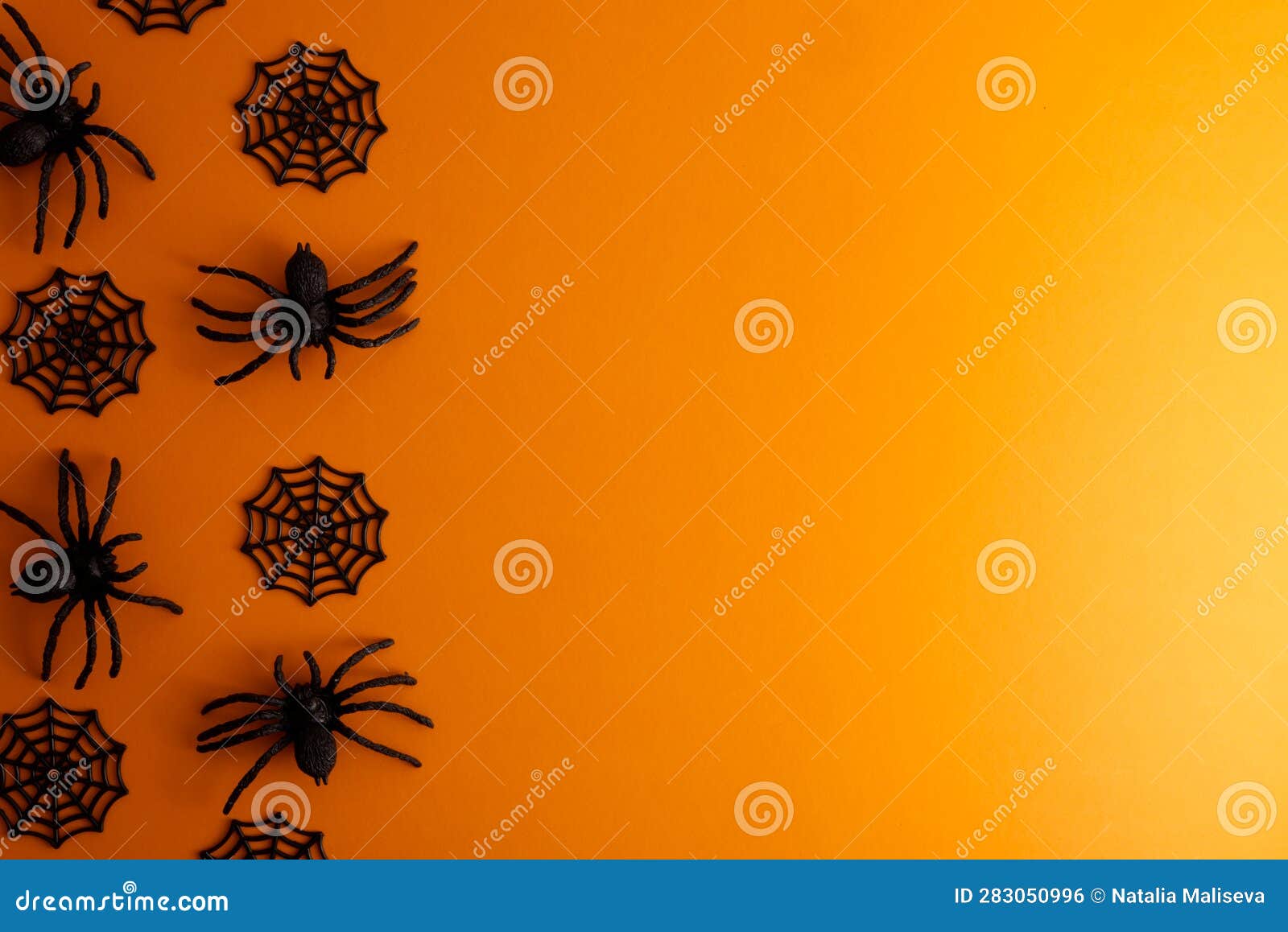 Halloween Decor Pattern Black Spider and Cobweb on Orange Background ...