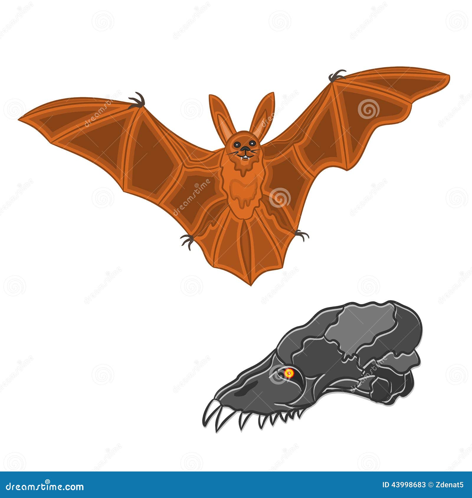 Halloween Decoration Bat and Skull Vector Stock Vector - Illustration ...