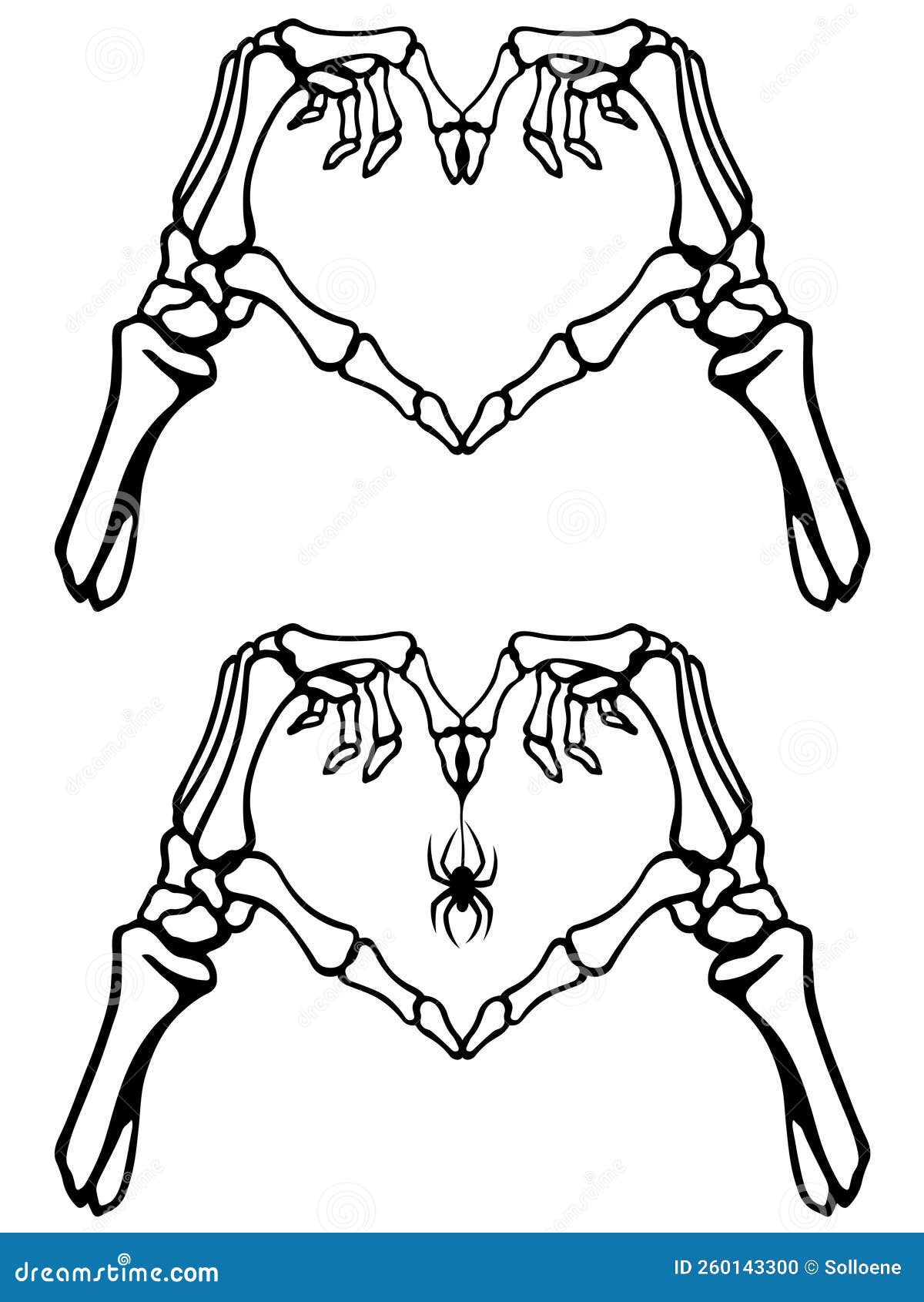 Skeleton Hands in Heart Gesture Stock Vector - Illustration of party ...