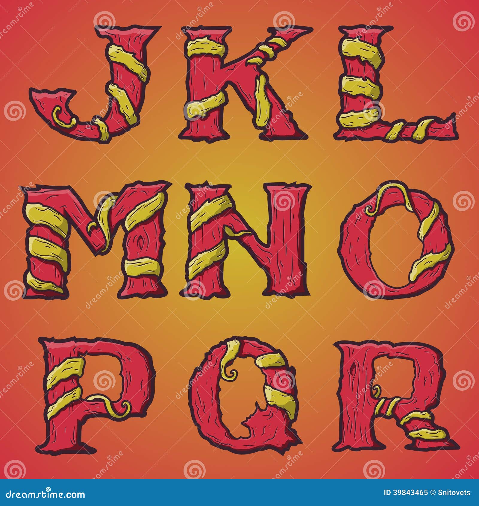 Halloween Decorative Alphabet - Tree & Roots Letters, Font. Stock ...