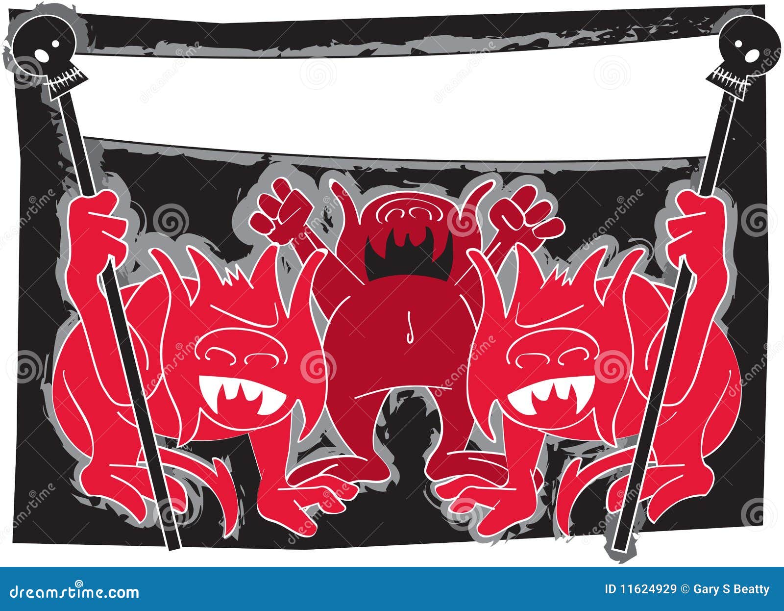 Halloween Demons with Banner Stock Illustration - Illustration of ...