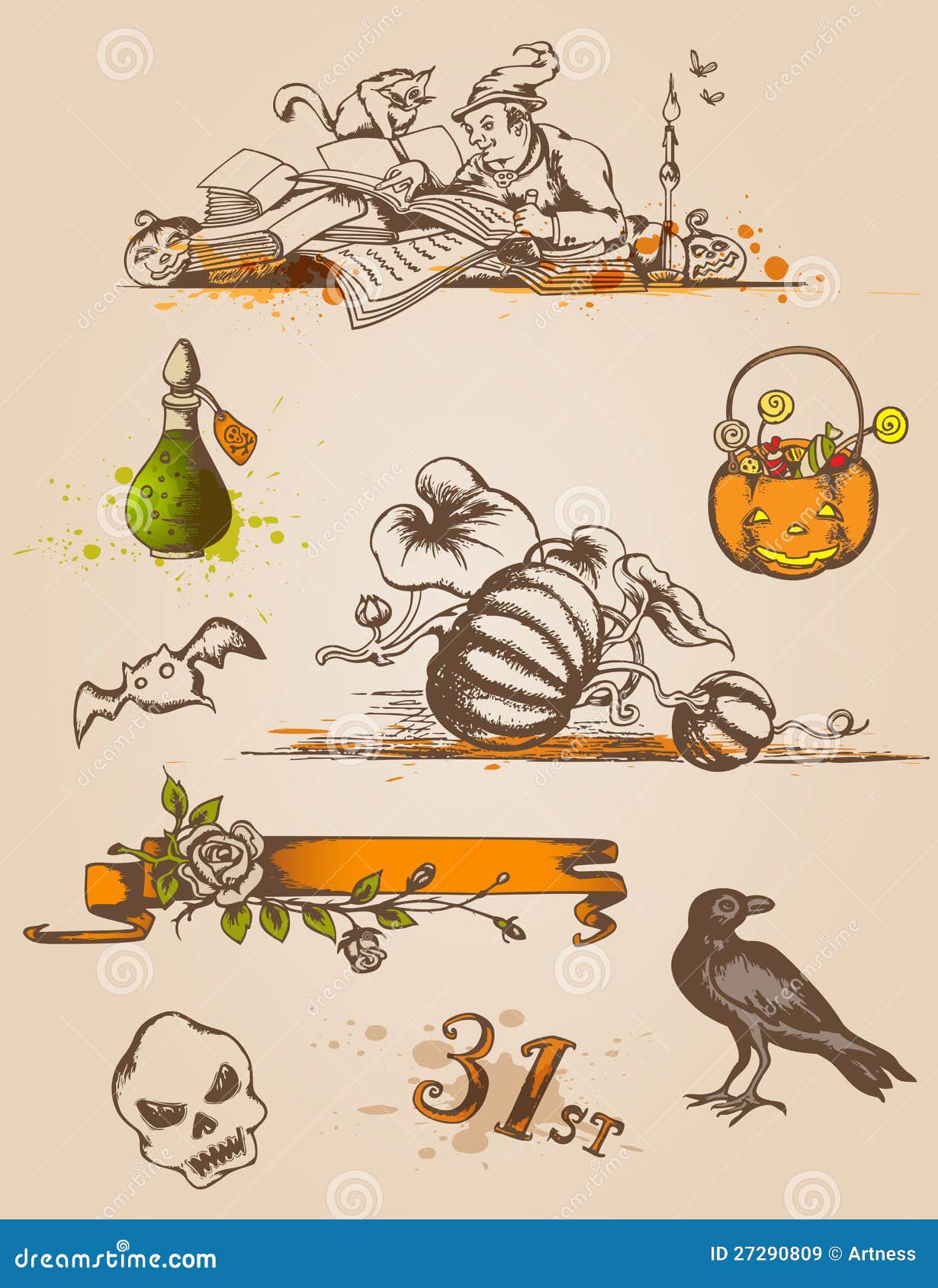 Halloween design elements stock vector. Illustration of fairy - 27290809