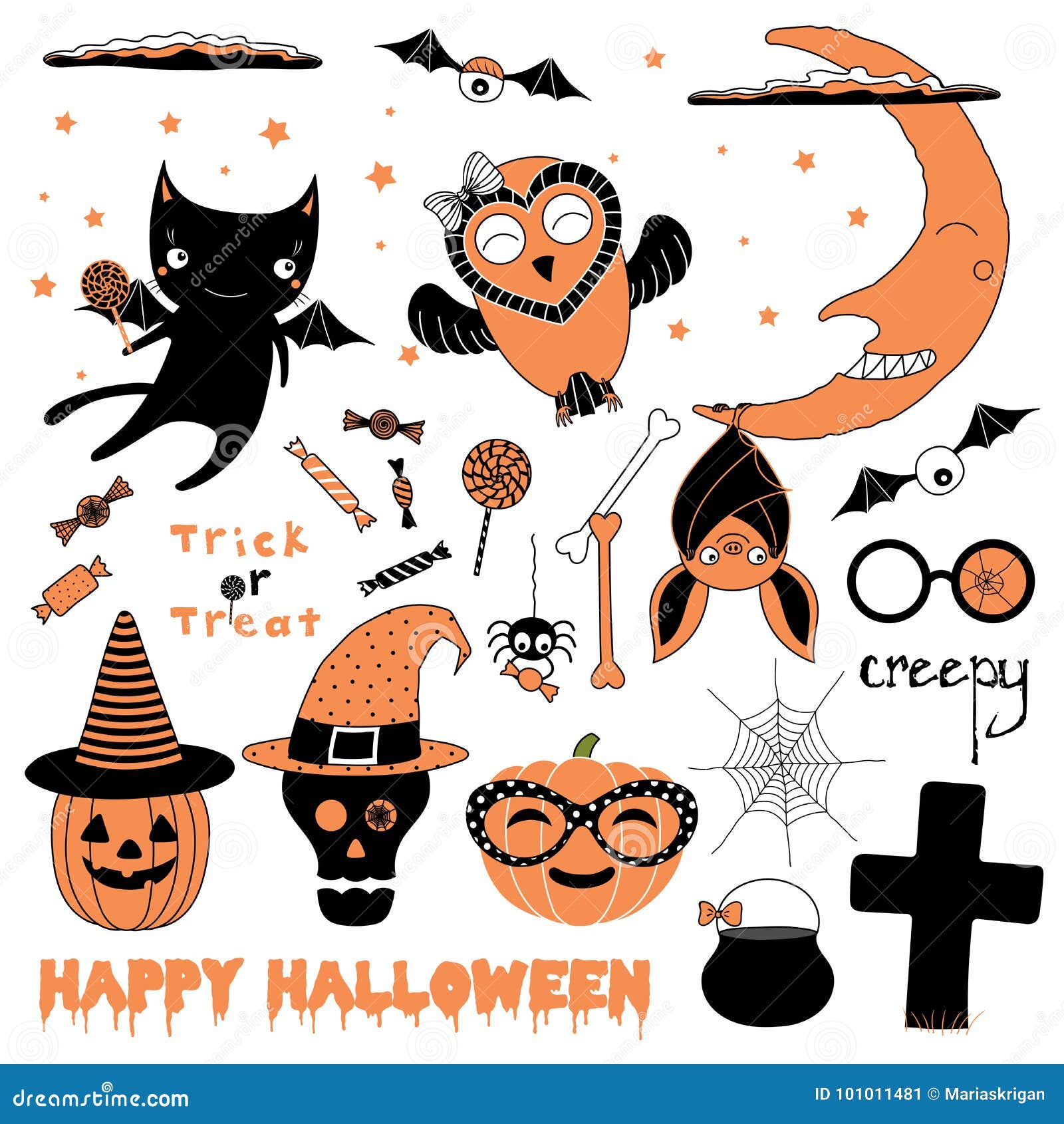 Halloween Design Elements Collection Stock Vector - Illustration of ...