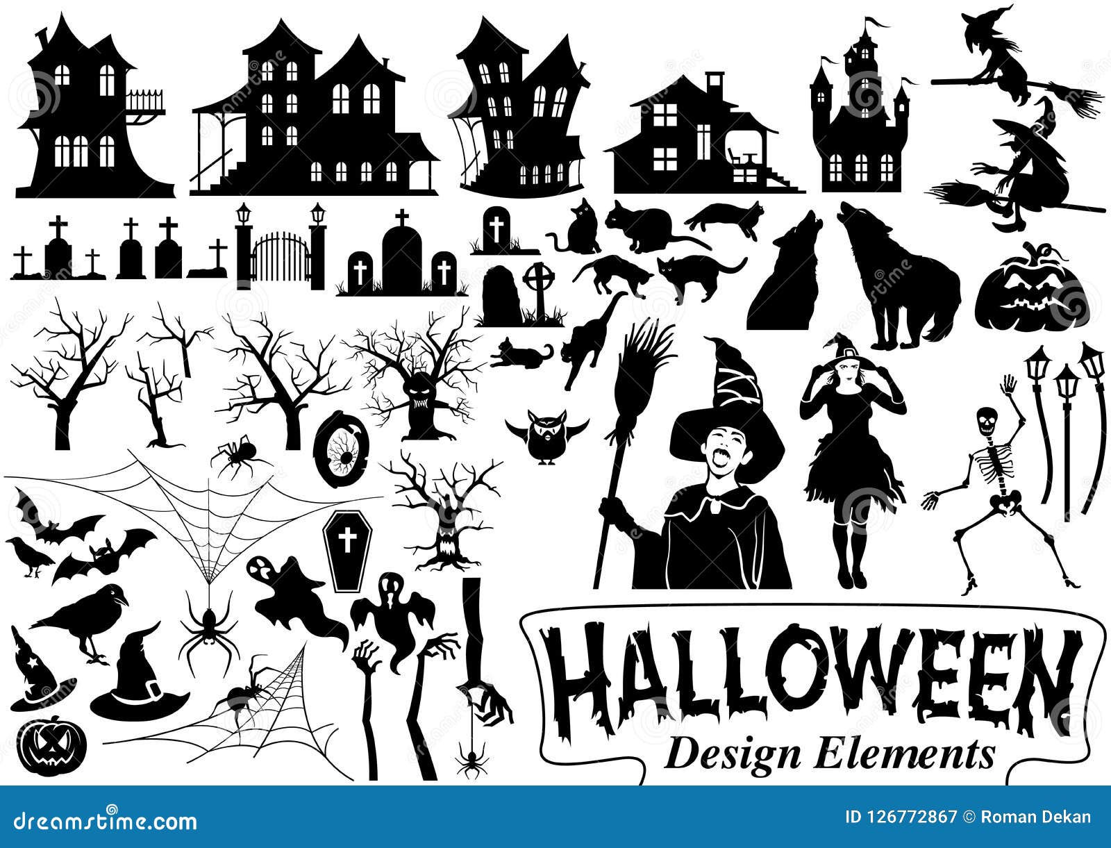 Halloween Design Elements stock vector. Illustration of monster - 126772867