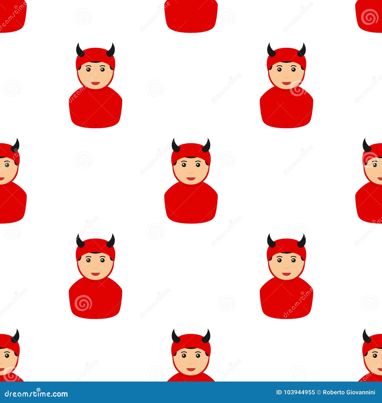 Halloween Devil Avatar Seamless Pattern Stock Vector - Illustration of ...