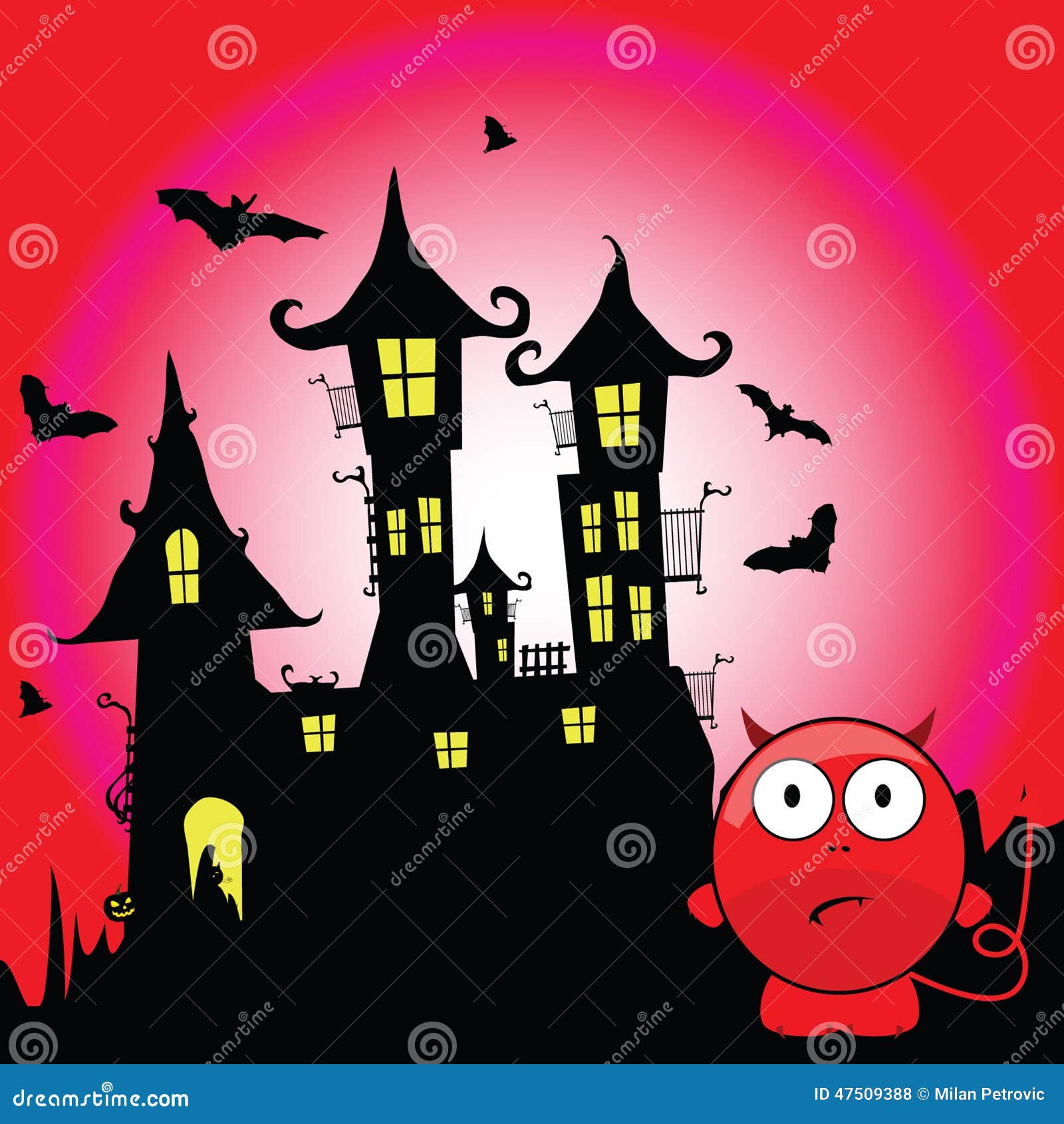 Halloween With Devil Cartoon Vector | CartoonDealer.com #47509388