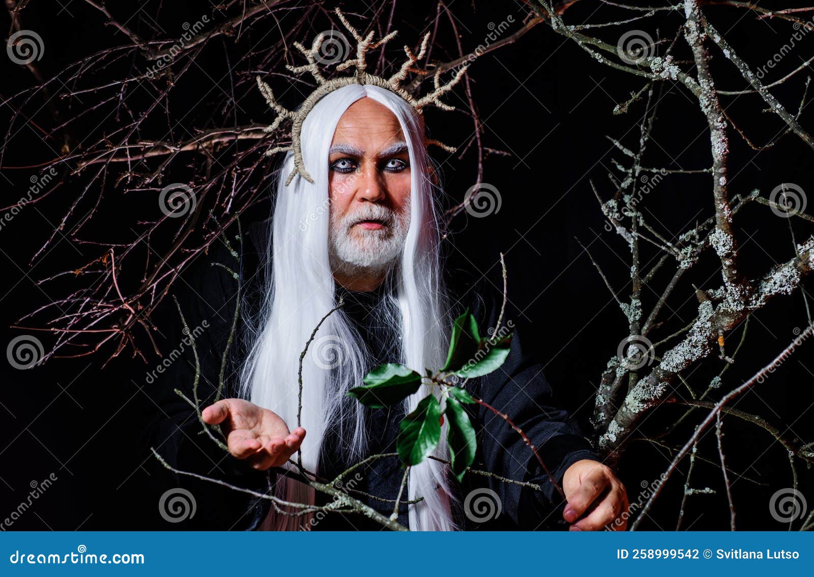Halloween Devil with Professional Makeup. Bearded Man Ready for Party ...
