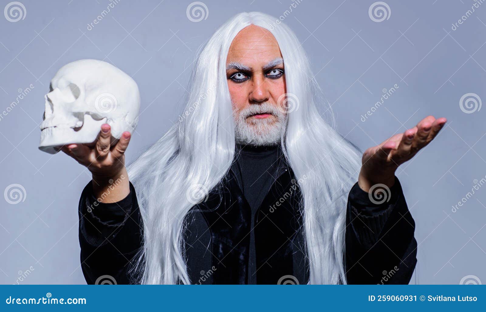 Halloween Devil Vampire Man with Skull. Horror and Scary Concept ...