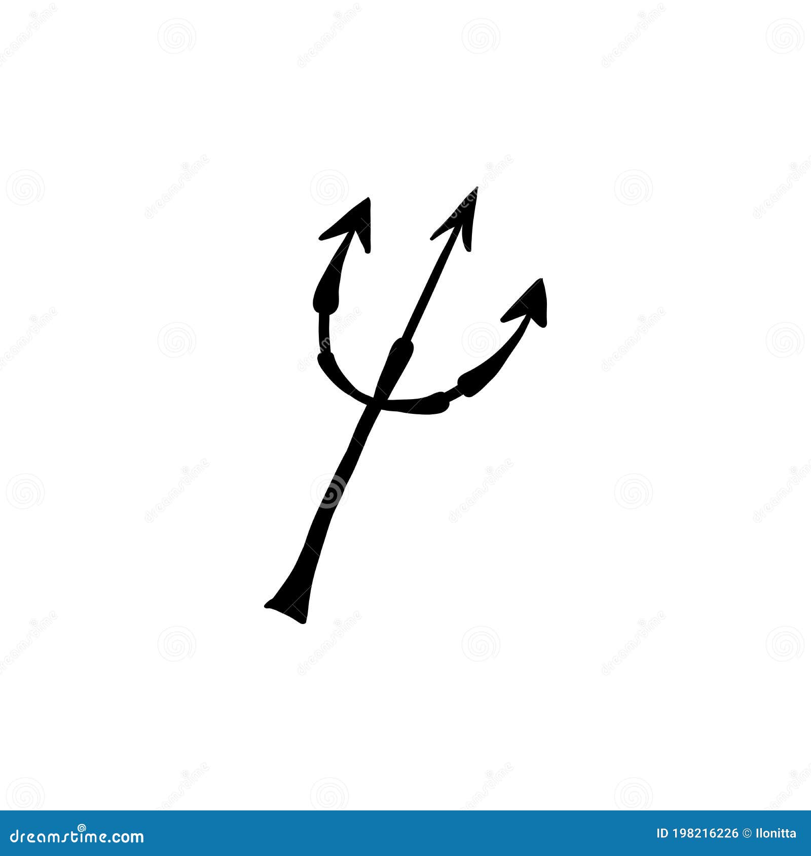 Halloween Doodle Devil Trident Element. Isolated Vector Illustration ...