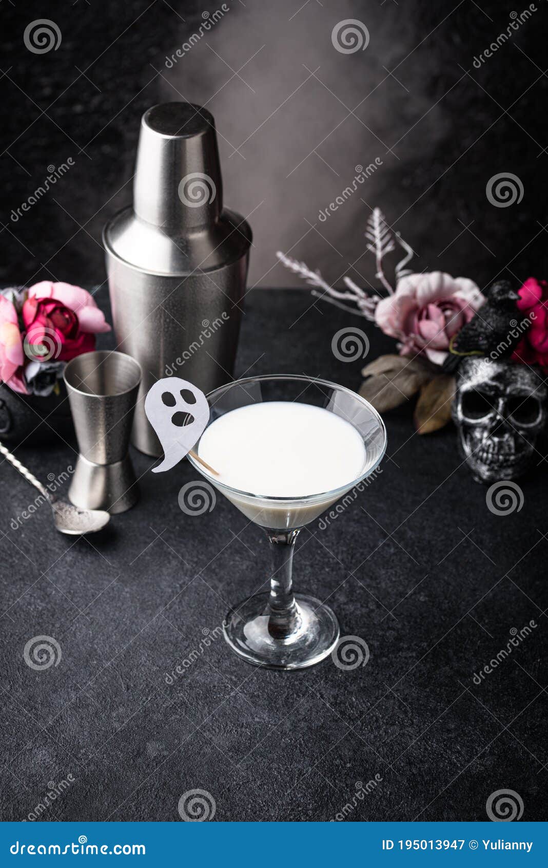 Halloween Drink Liquid Ghost. Coconut Cocktail Stock Image - Image of ...