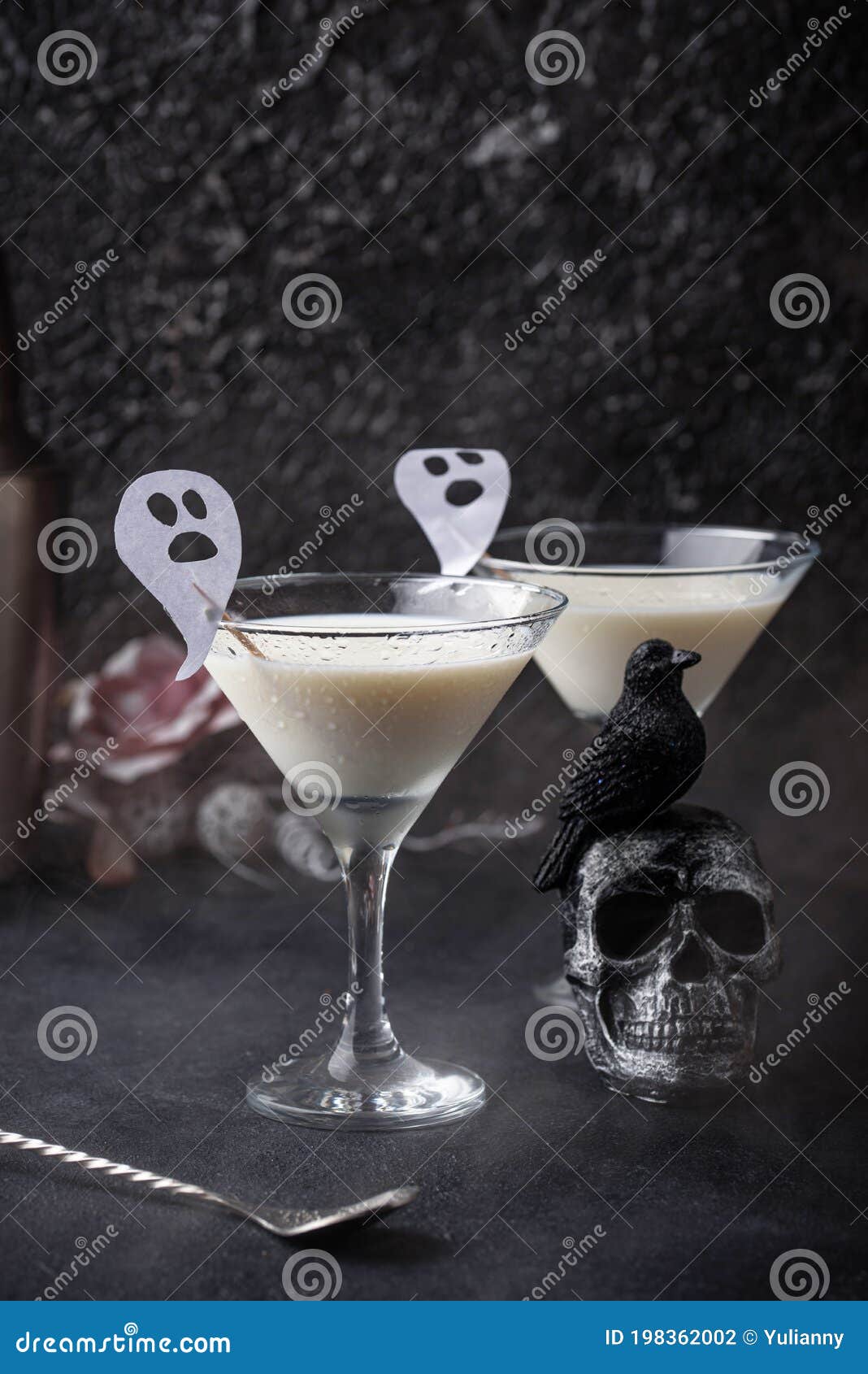 Halloween Drink Liquid Ghost. Coconut Cocktail Stock Photo - Image of ...