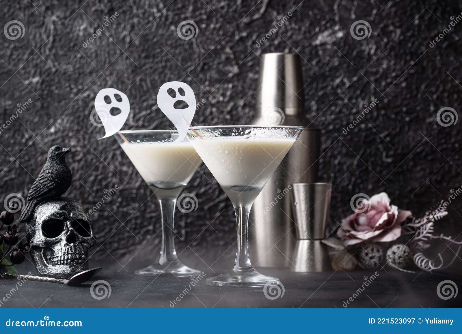 Halloween Drink Liquid Ghost. Coconut Cocktail Stock Image - Image of ...