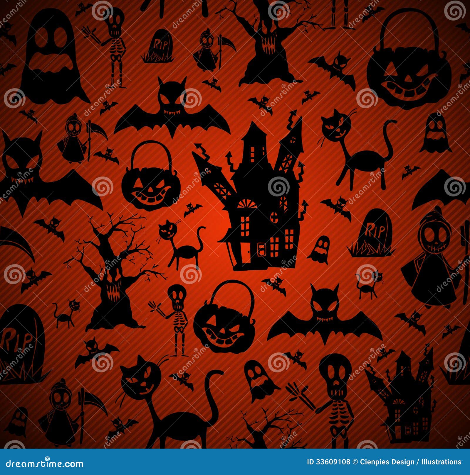 Halloween Elements Seamless Pattern Background EPS10 File. Stock Vector - Illustration of simple ...