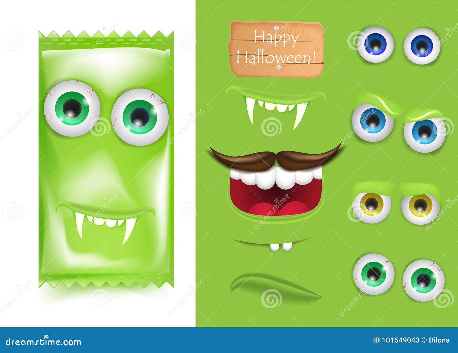 Halloween Emoji Creator Constructor Of Candy Monster Frankenstein ...