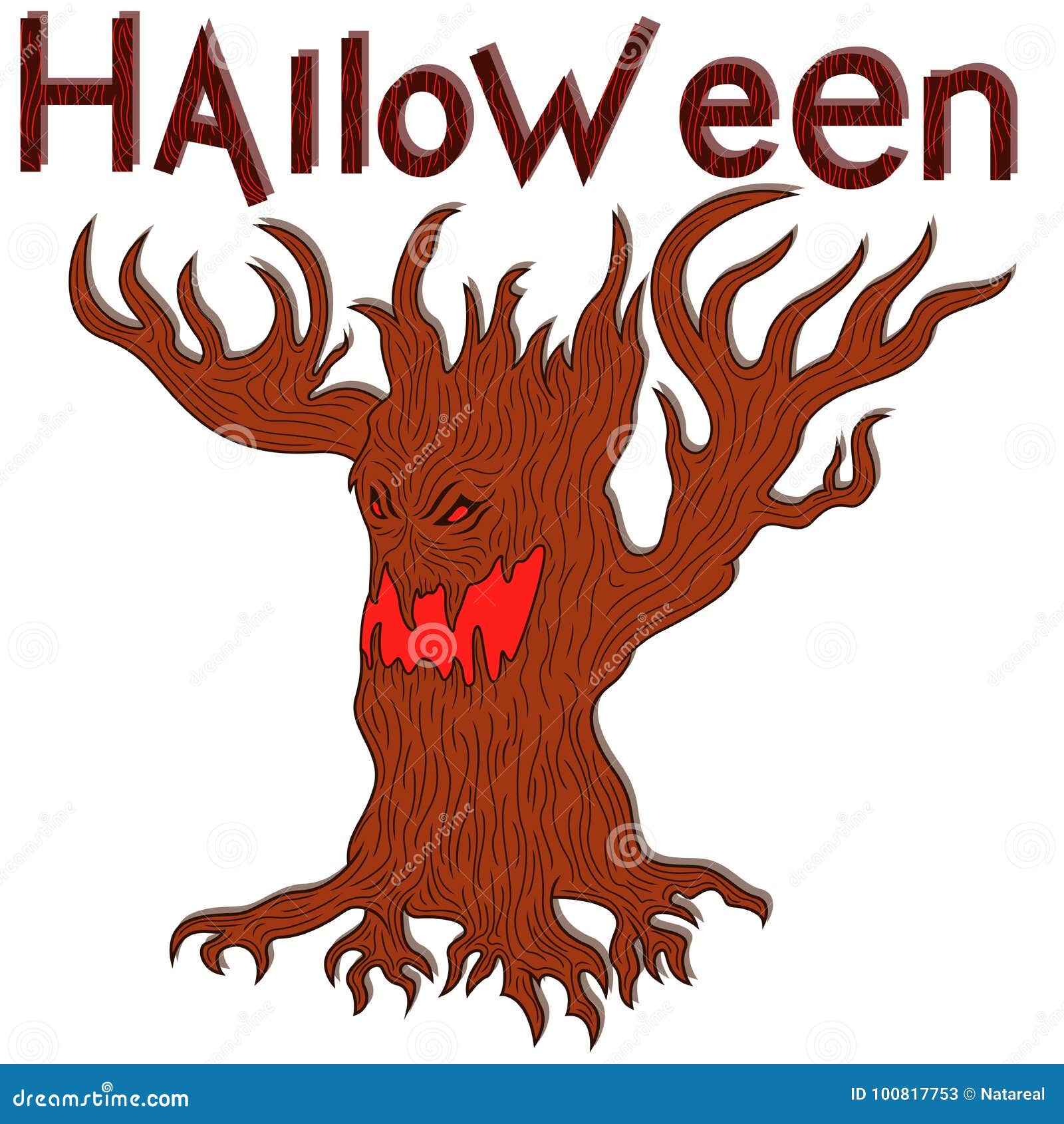 Halloween Evil Twisted Tree Stock Vector - Illustration of october ...