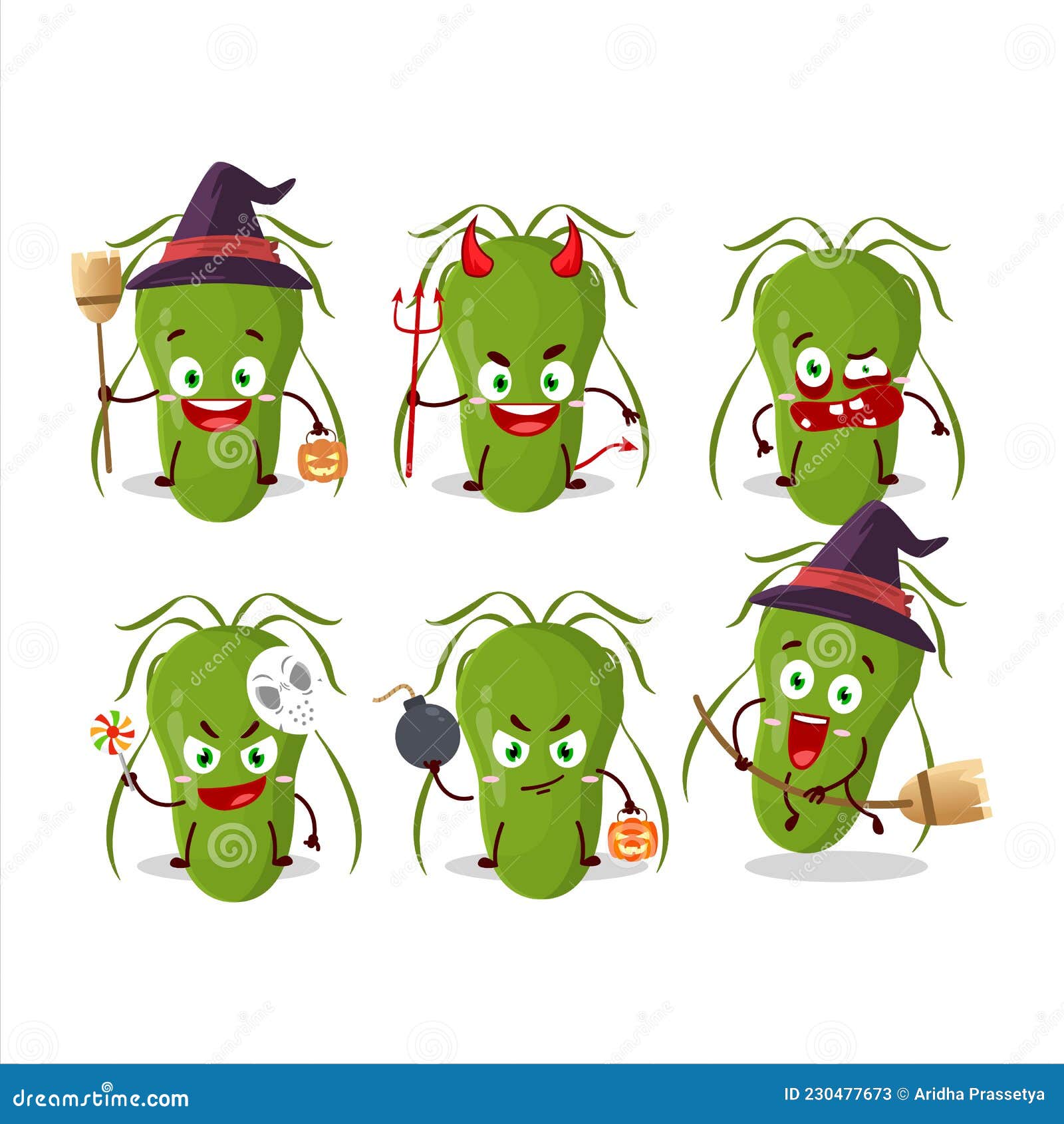 Halloween Expression Emoticons with Cartoon Character of Contagious ...